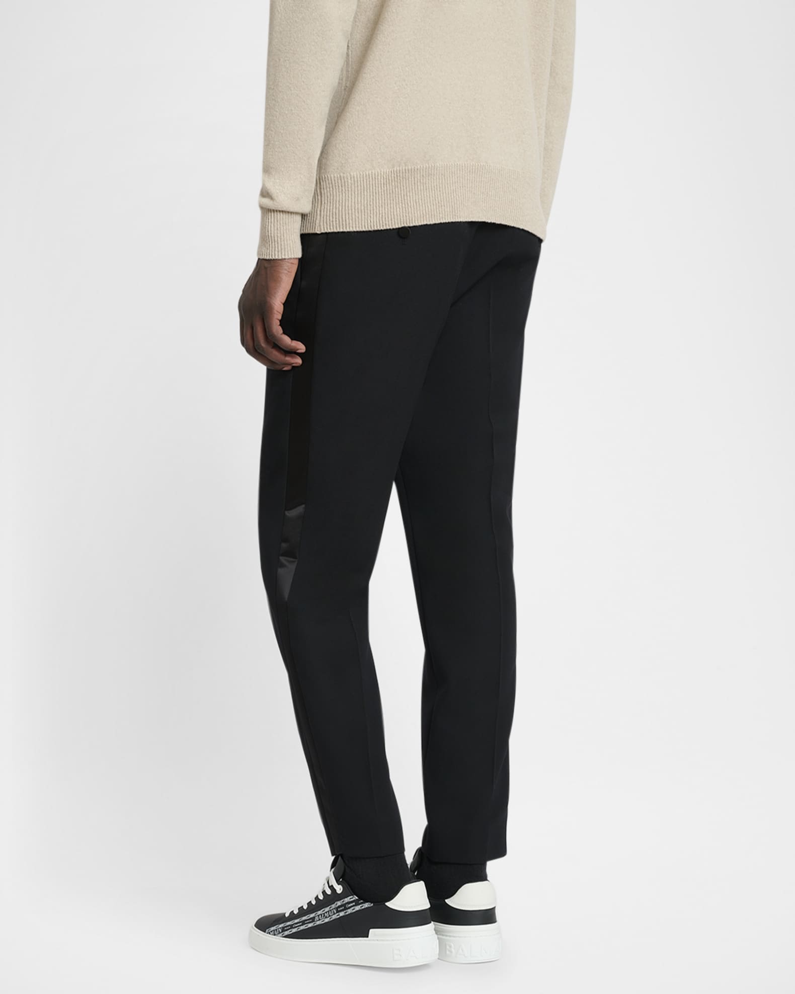 Balmain Men's Straight-Fit Tailored Satin-Trim Pants | Neiman Marcus