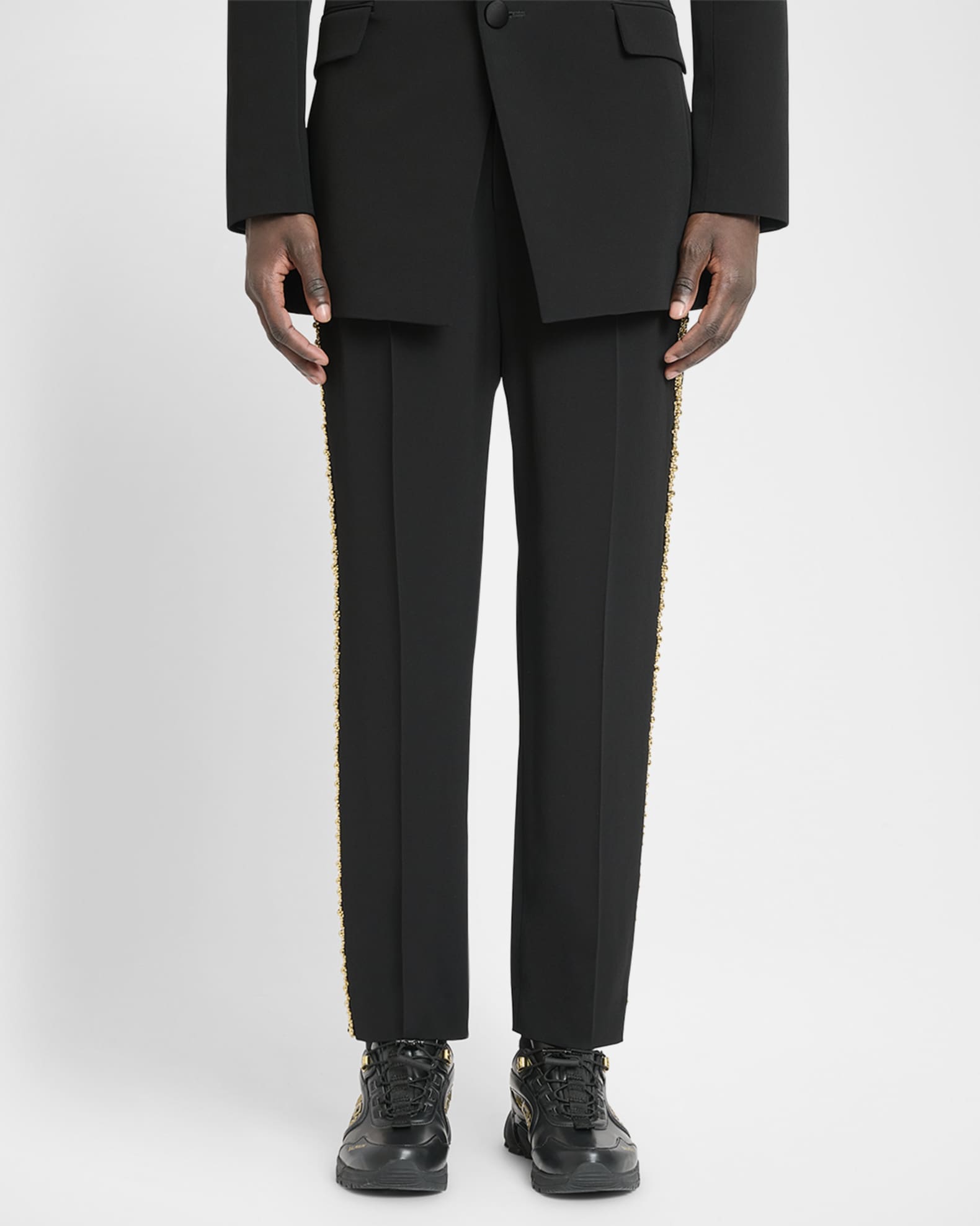 Balmain Men's Straight-Fit Bead Embroidered Pants | Neiman Marcus