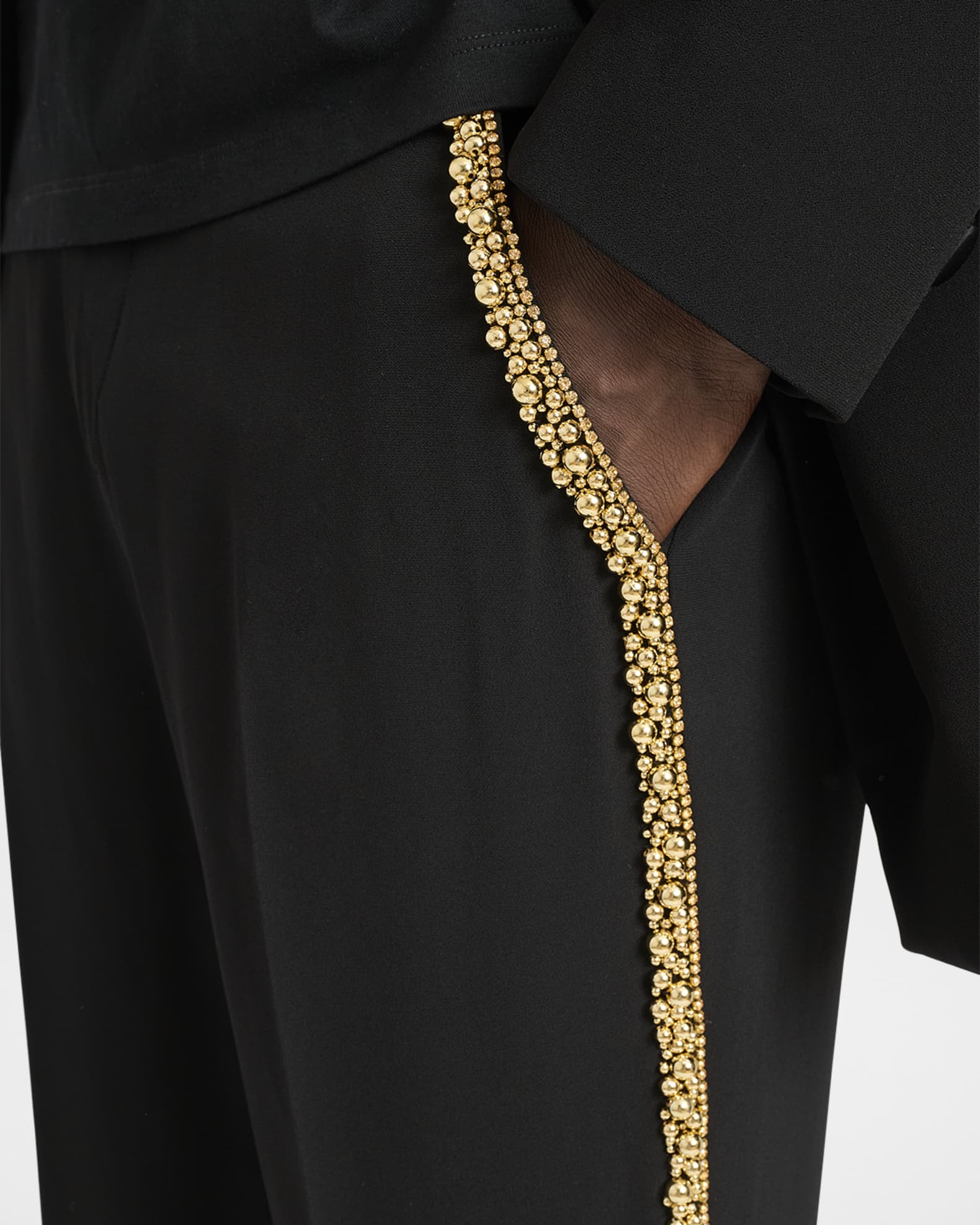 Balmain Men's Straight-Fit Bead Embroidered Pants | Neiman Marcus
