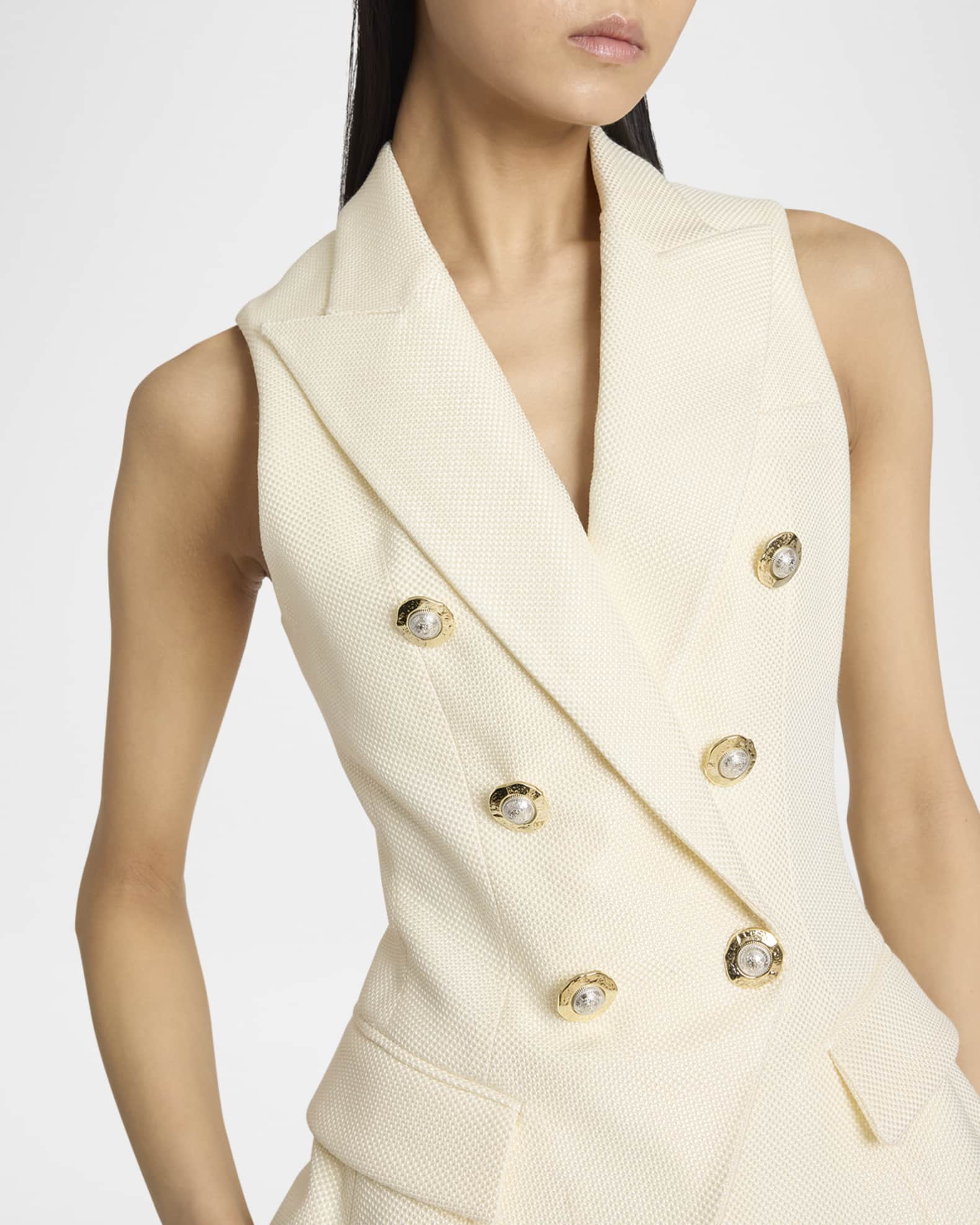 Balmain Fitted 6-Button Tailored Top | Neiman Marcus