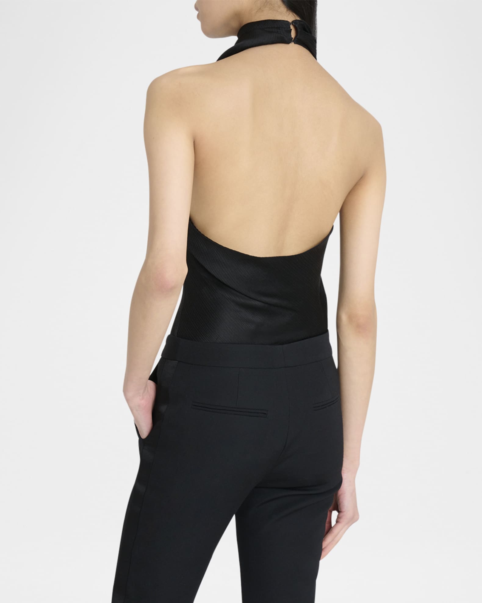 Balmain Crepe Satin Halter Cowl-Neck Top | Neiman Marcus