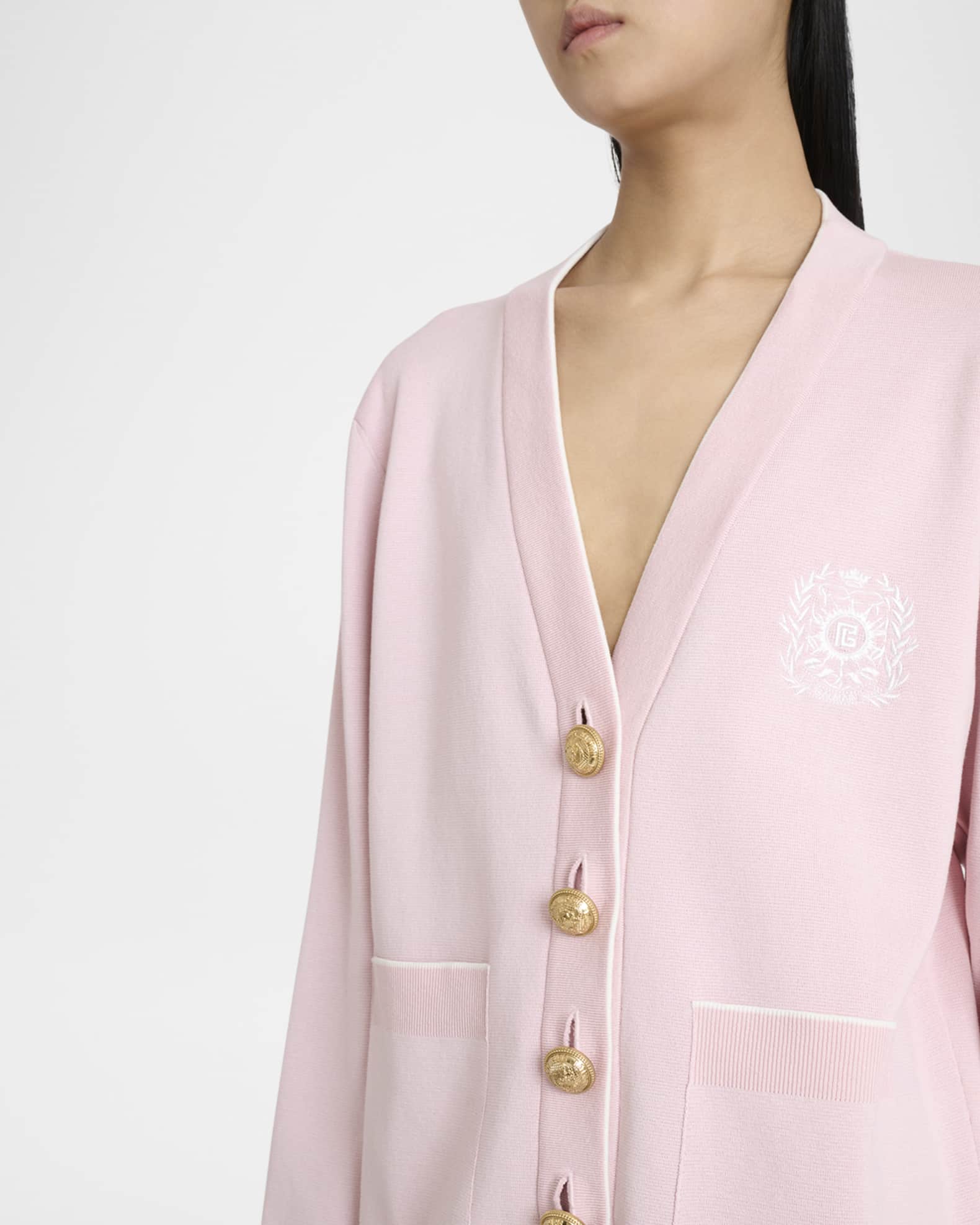 Balmain Emrboidered Loose-Fit Knit Cardigan | Neiman Marcus