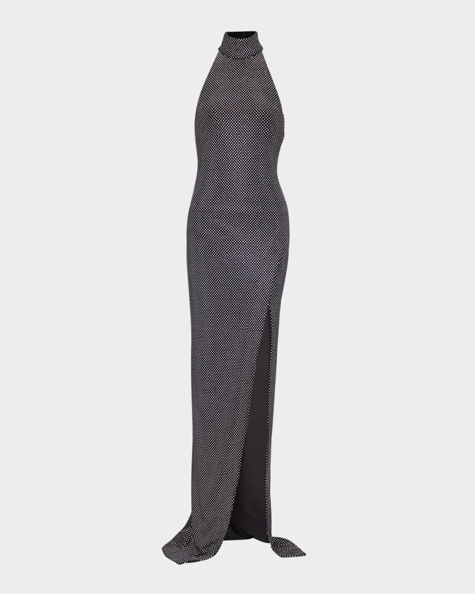 Balmain Crystal Velvet Halter Slit Maxi Dress | Neiman Marcus