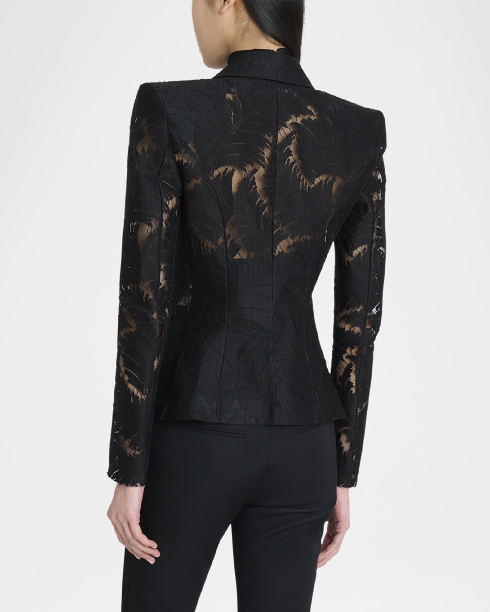 Balmain Single-Breasted Fitted Lace Jacket | Neiman Marcus