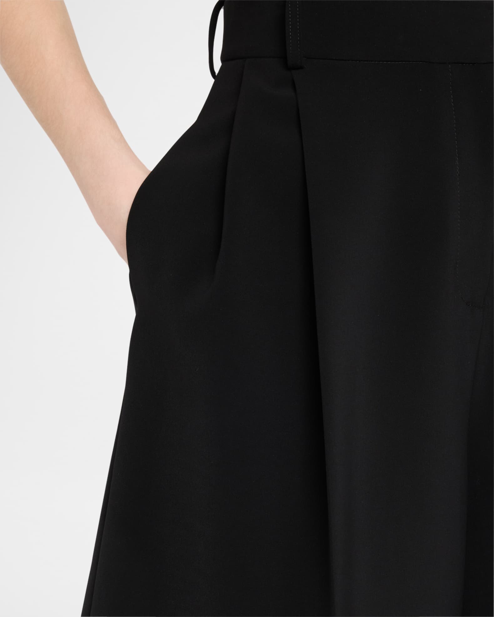Rosetta Getty Pleated Tech Cady Wide-Leg Bermuda Shorts | Neiman Marcus