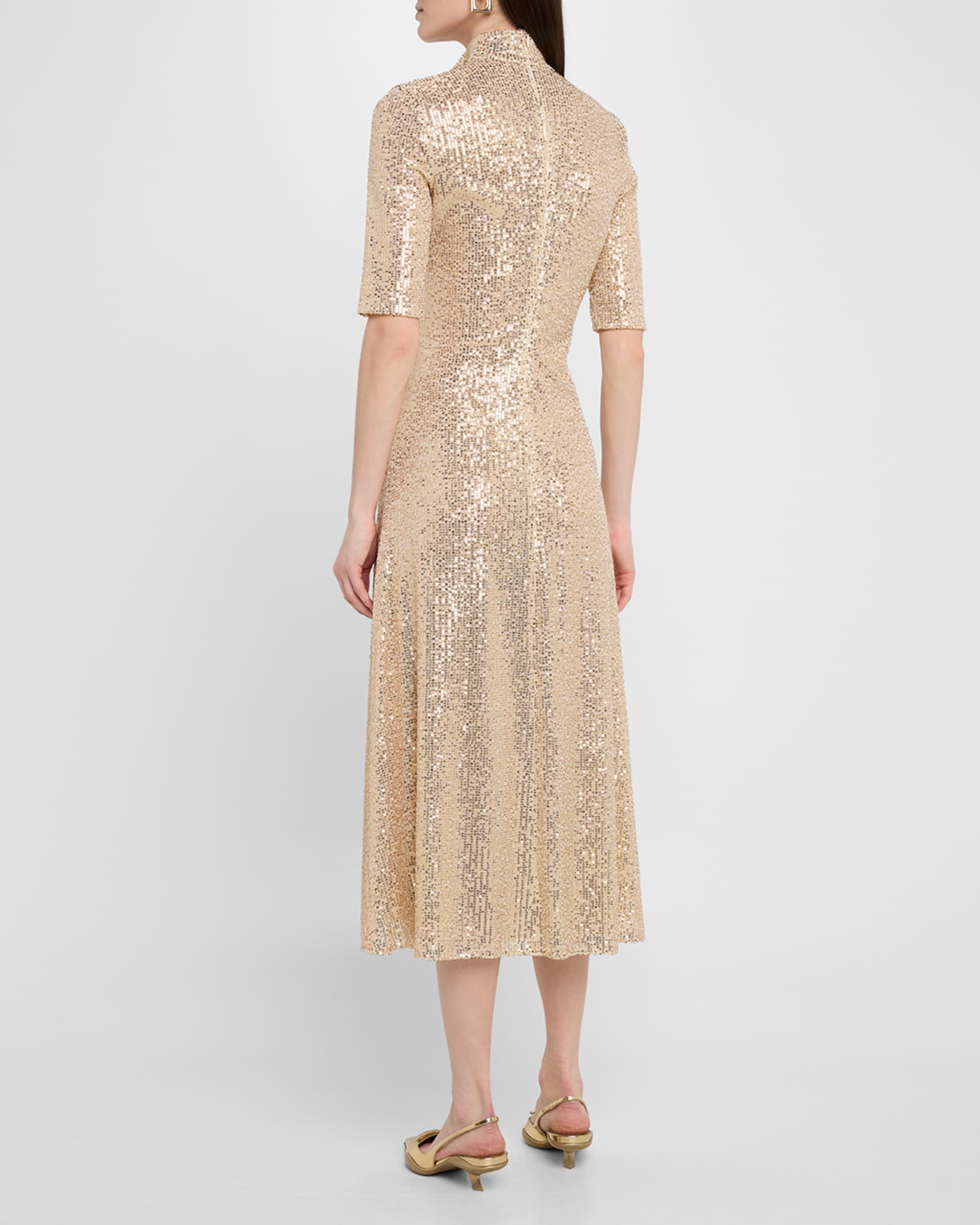 Rosetta Getty Zip-Up Sequined Midi Dress | Neiman Marcus