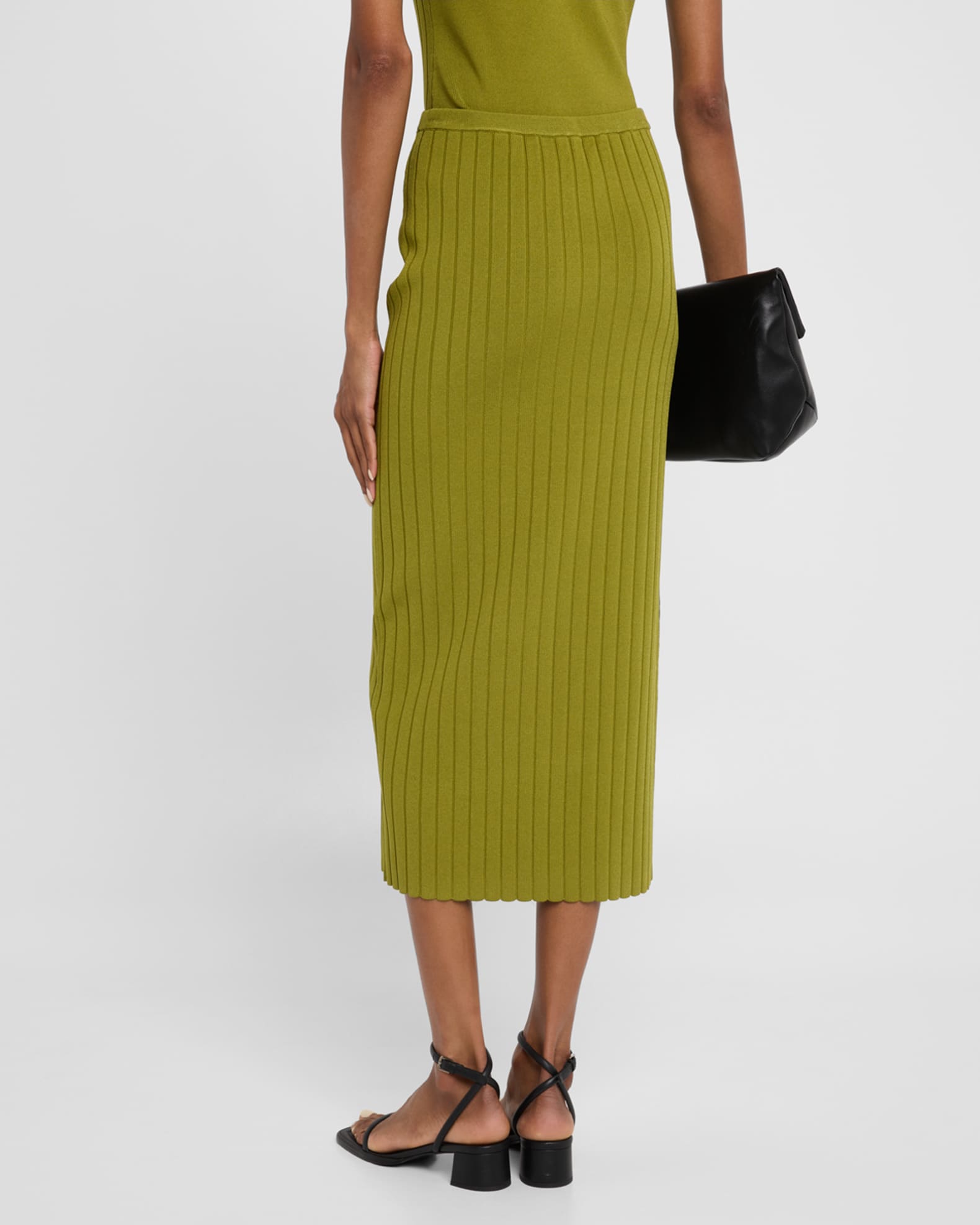 Rosetta Getty Wide Rib Knit Midi Skirt | Neiman Marcus