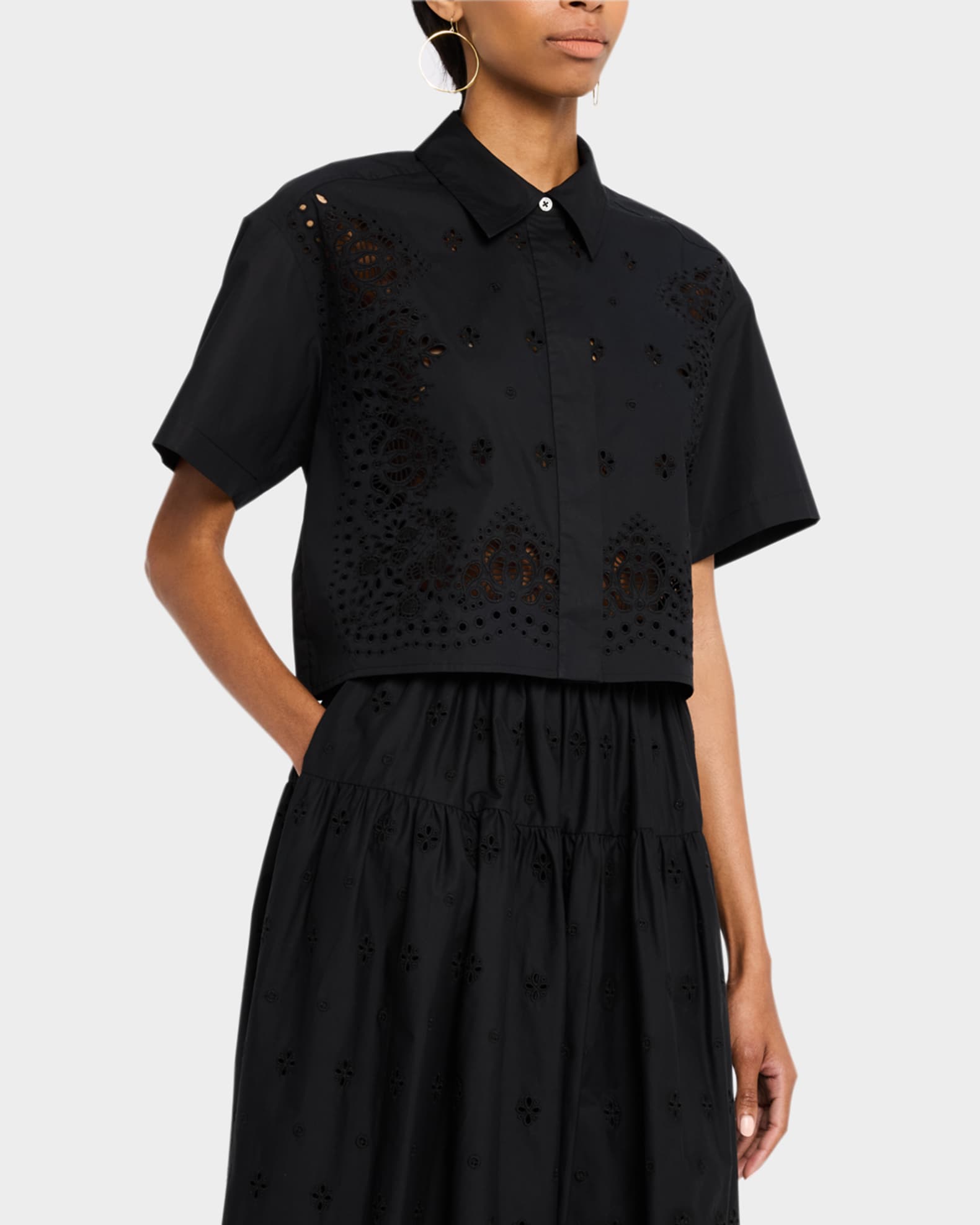 A.L.C. Jade Short-Sleeve Eyelet Top | Neiman Marcus