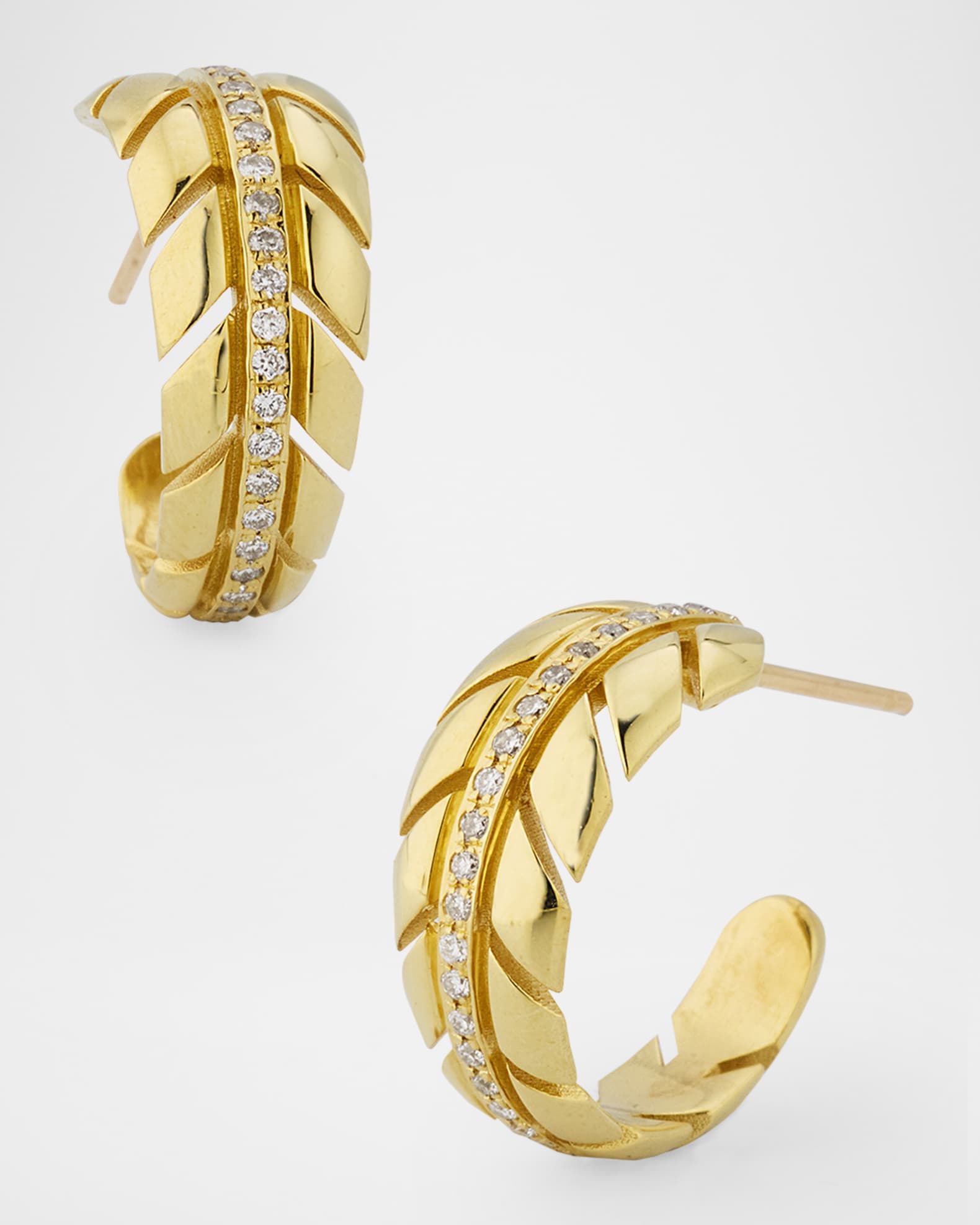 Jennifer Meyer Small Leaf Diamond Hoop Earrings | Neiman Marcus