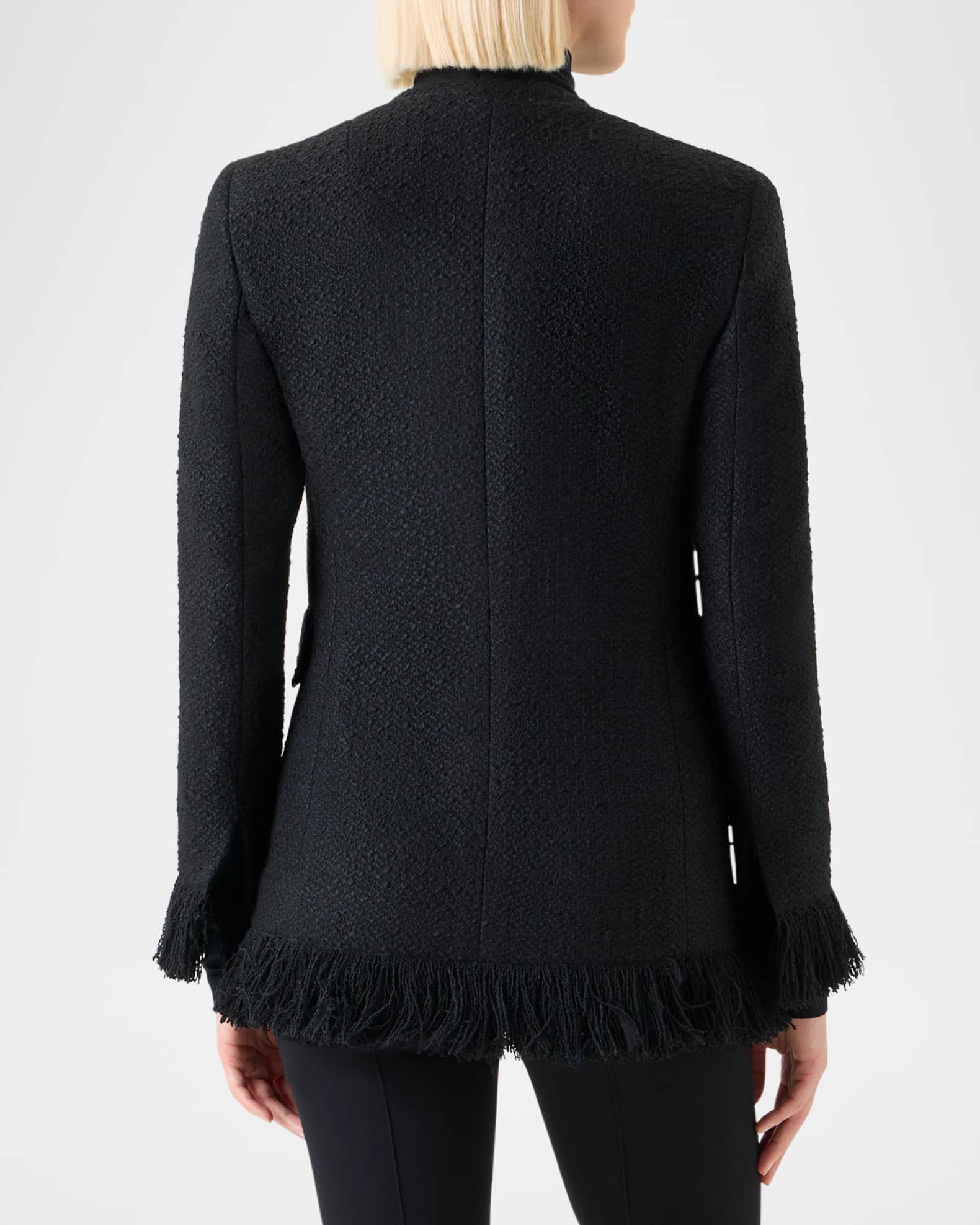 Akris punto Double-Breasted Illusion Boucle Tweed Fringed Jacket ...