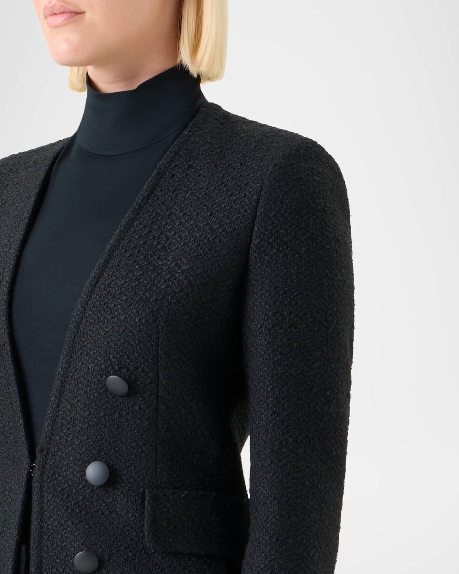 Akris punto Double-Breasted Illusion Boucle Tweed Fringed Jacket ...