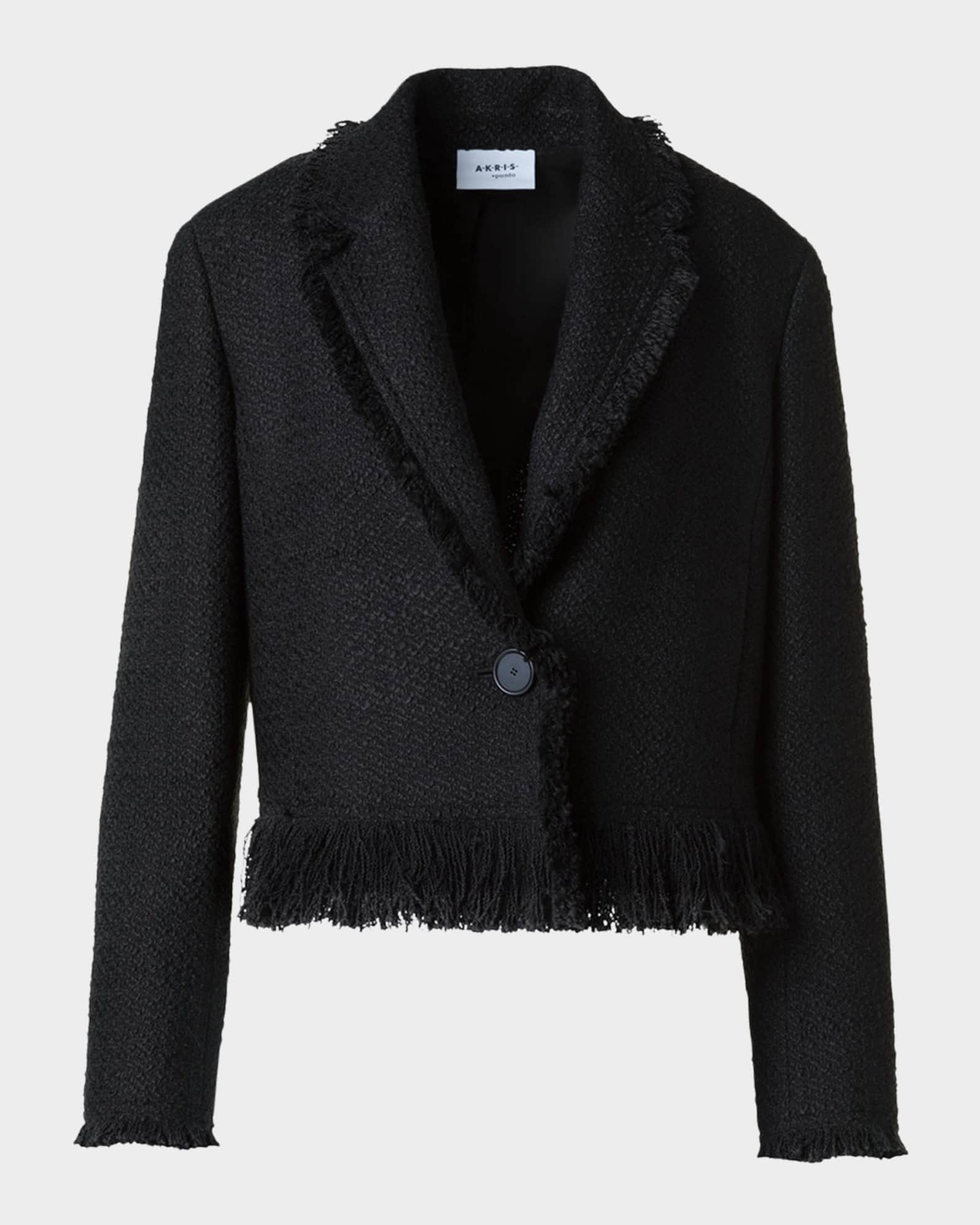 Akris punto Fringed Boucle Tweed Crop Jacket | Neiman Marcus