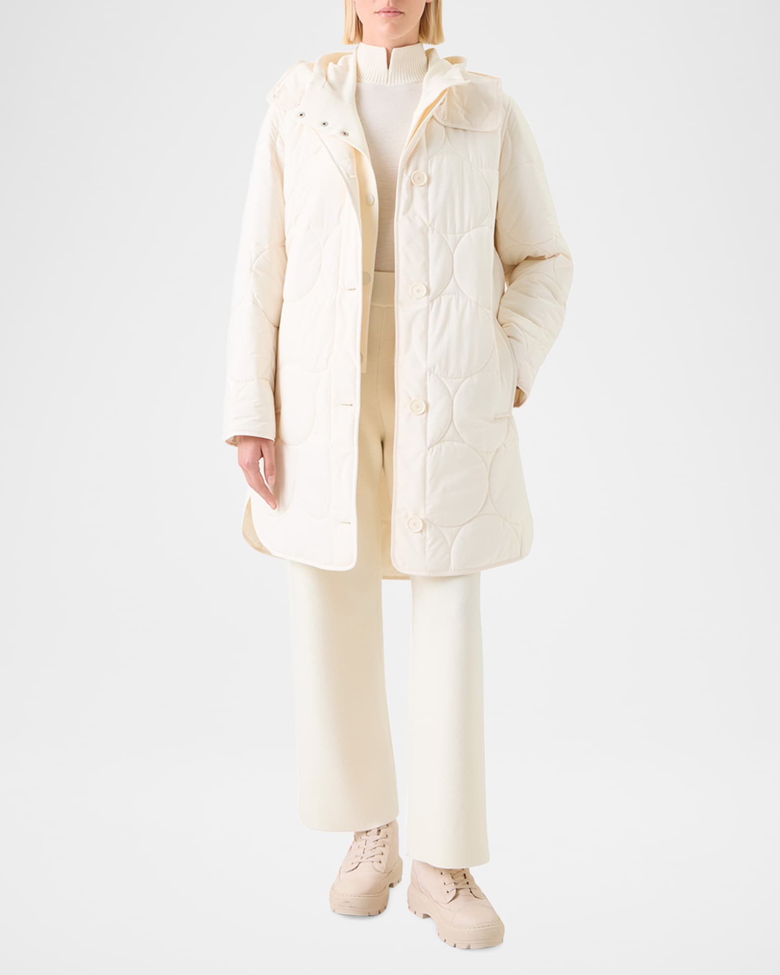 Akris punto Signature Dot Quilted Oversized Coat | Neiman Marcus