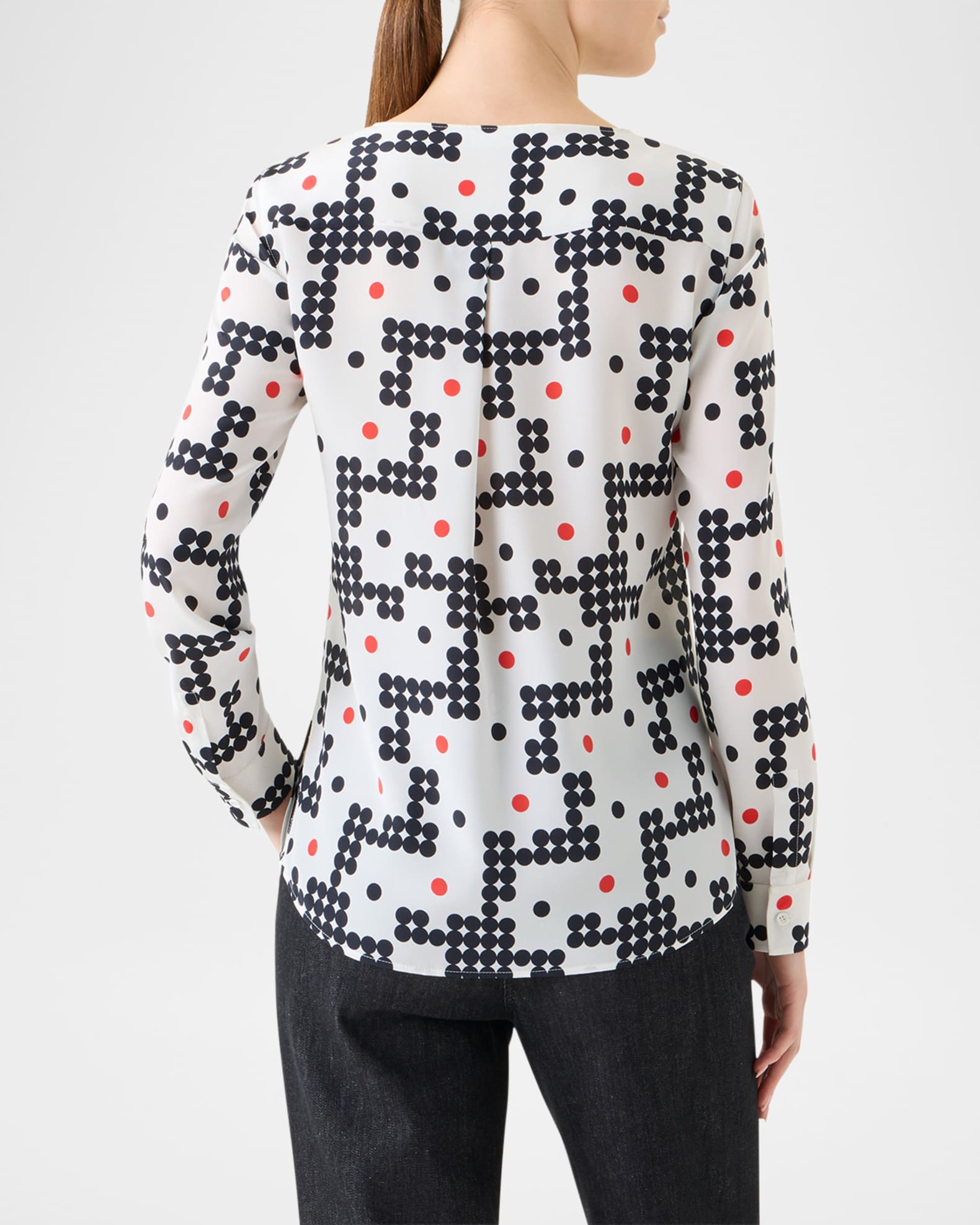 Akris punto Alice Dot Grid Crepe De Chine Blouse | Neiman Marcus
