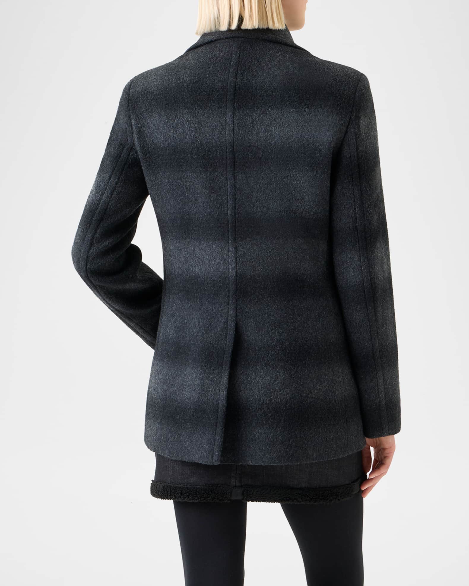 Akris punto Blurred Check Brushed Wool Peacoat | Neiman Marcus