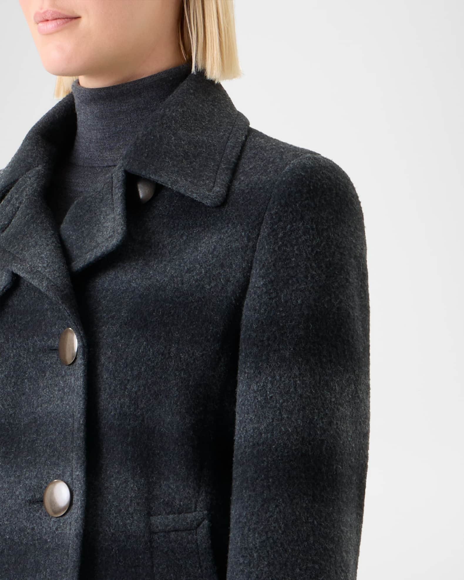 Akris punto Blurred Check Brushed Wool Peacoat | Neiman Marcus