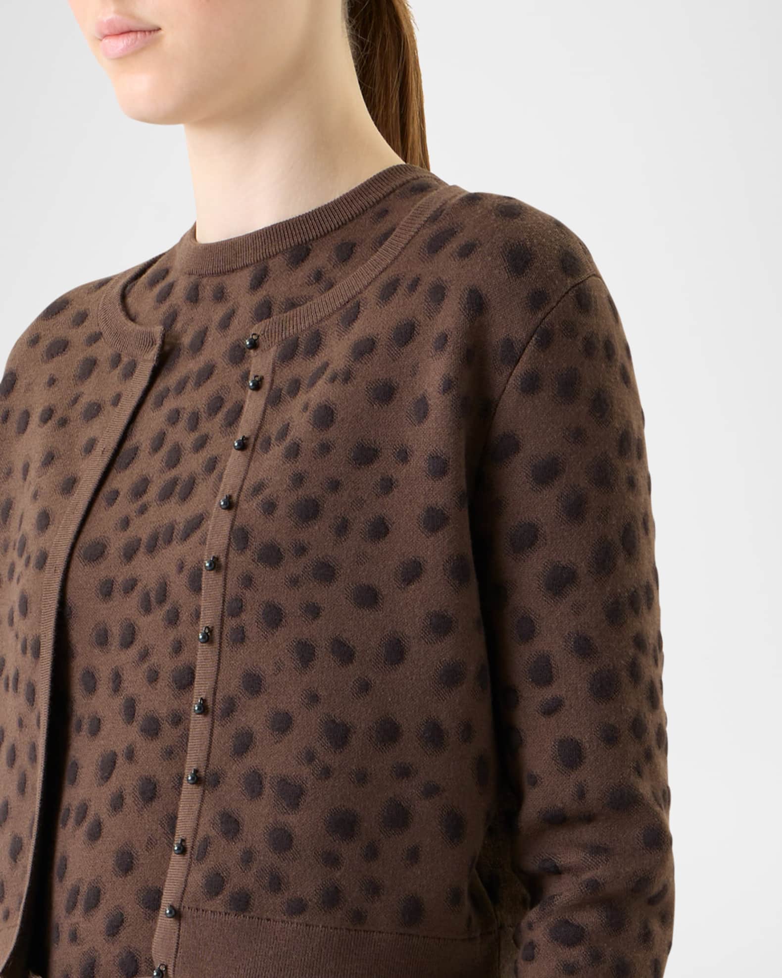 Akris punto Leopard Jacquard Knit Cardigan | Neiman Marcus