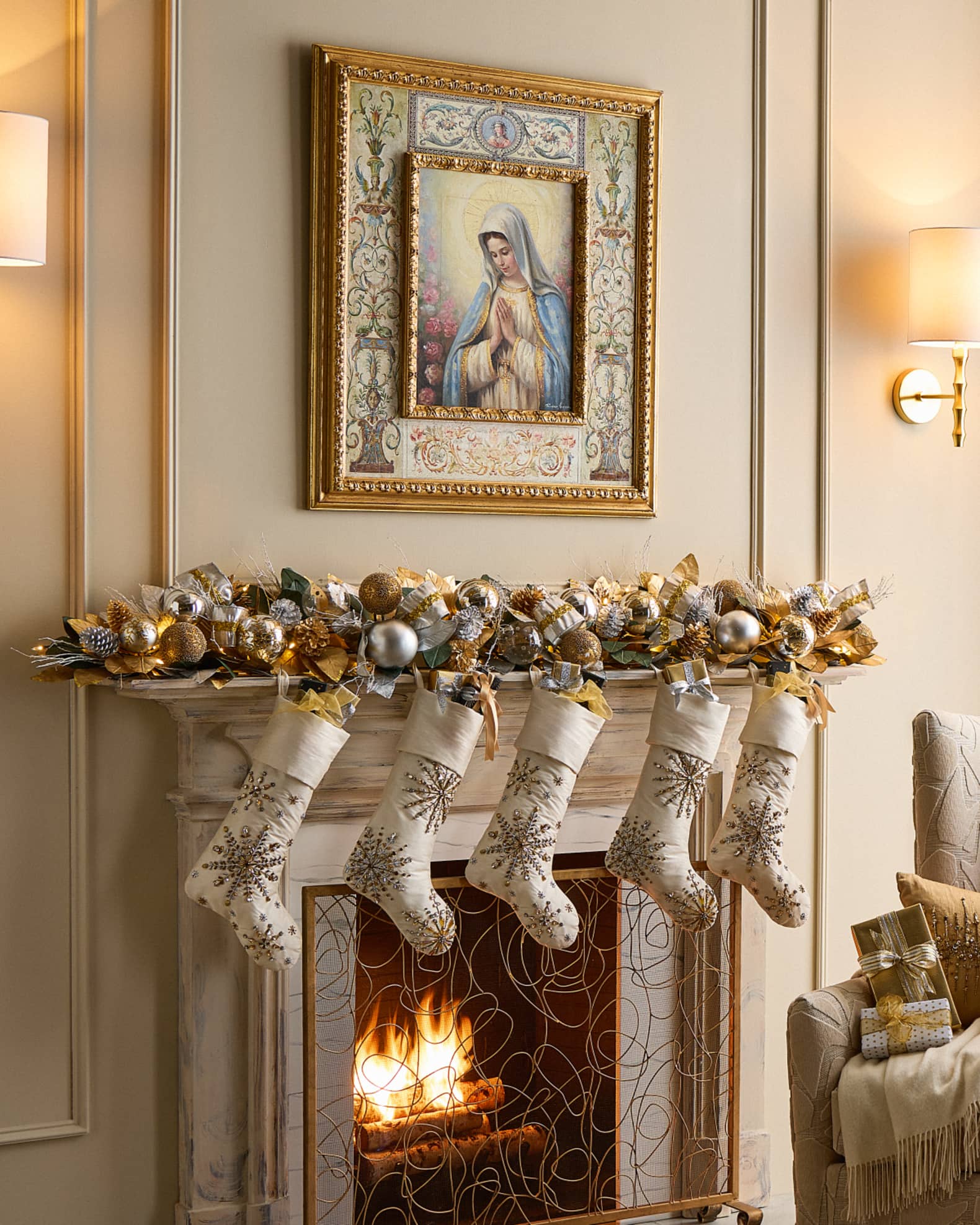 Neiman Marcus Silver and Gold Snowflake Stocking, Personalized | Neiman Marcus