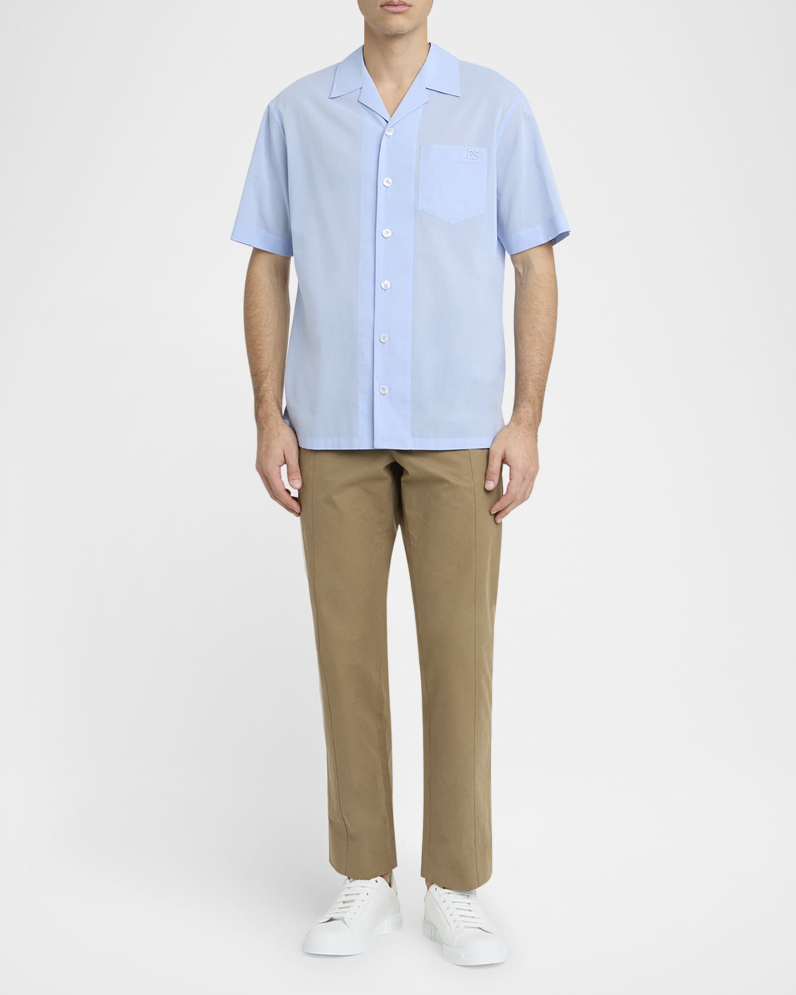 Dolce&Gabbana Men's Cotton DG-Pocket Camp Shirt | Neiman Marcus