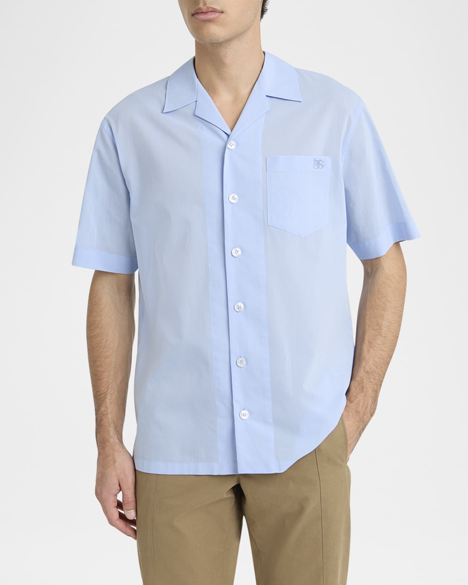 Dolce&Gabbana Men's Cotton DG-Pocket Camp Shirt | Neiman Marcus