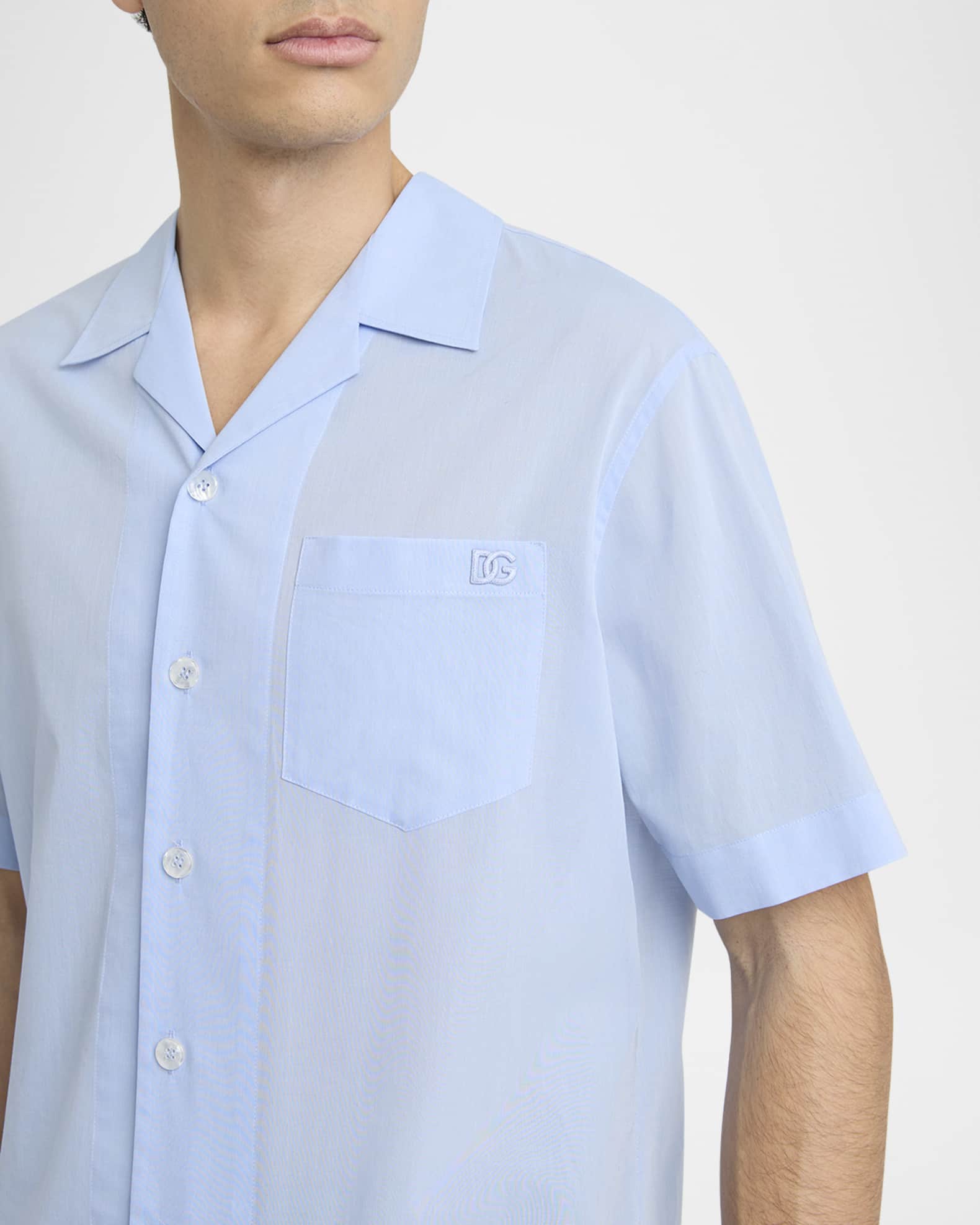 Dolce&Gabbana Men's Cotton DG-Pocket Camp Shirt | Neiman Marcus