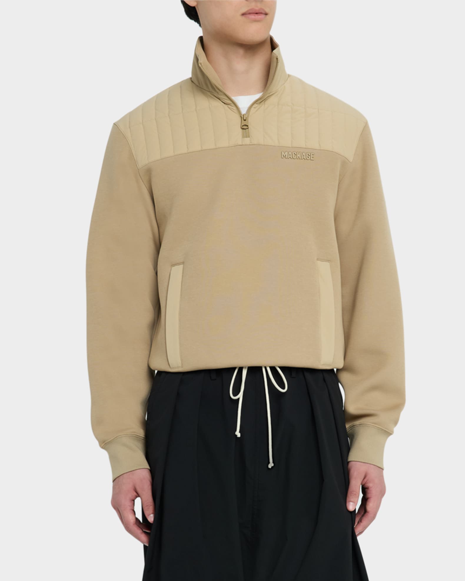 Mackage Men's Corey Hybrid Down Quarter-Zip Sweater | Neiman Marcus