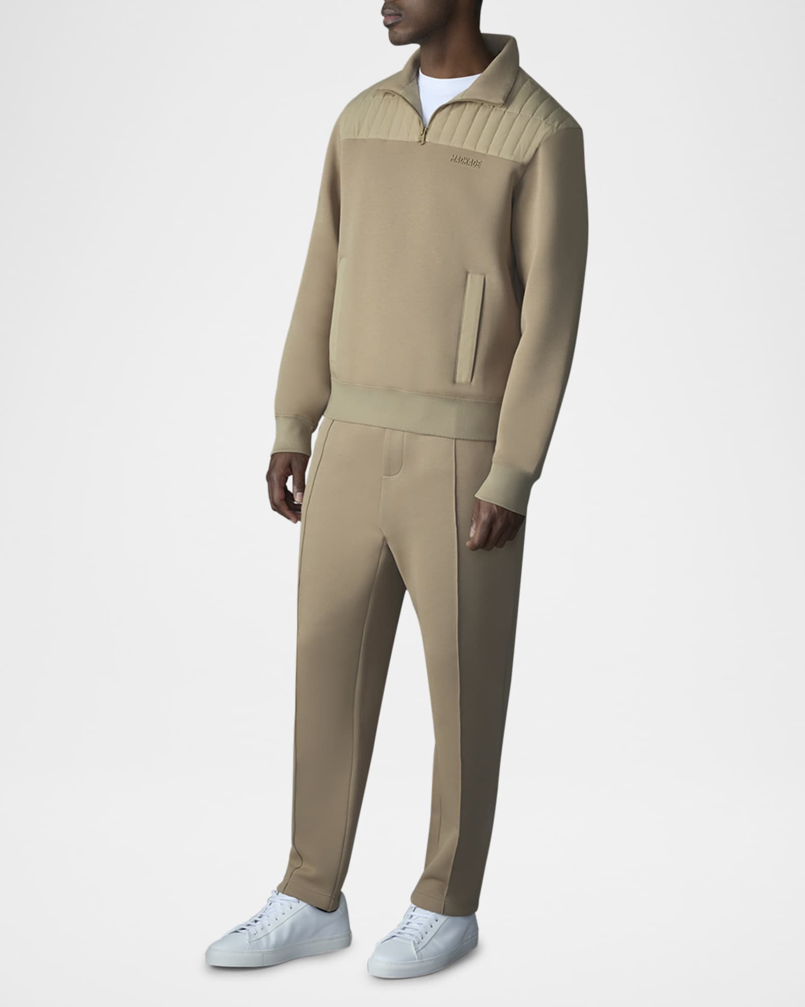 Mackage Men's Corey Hybrid Down Quarter-Zip Sweater | Neiman Marcus