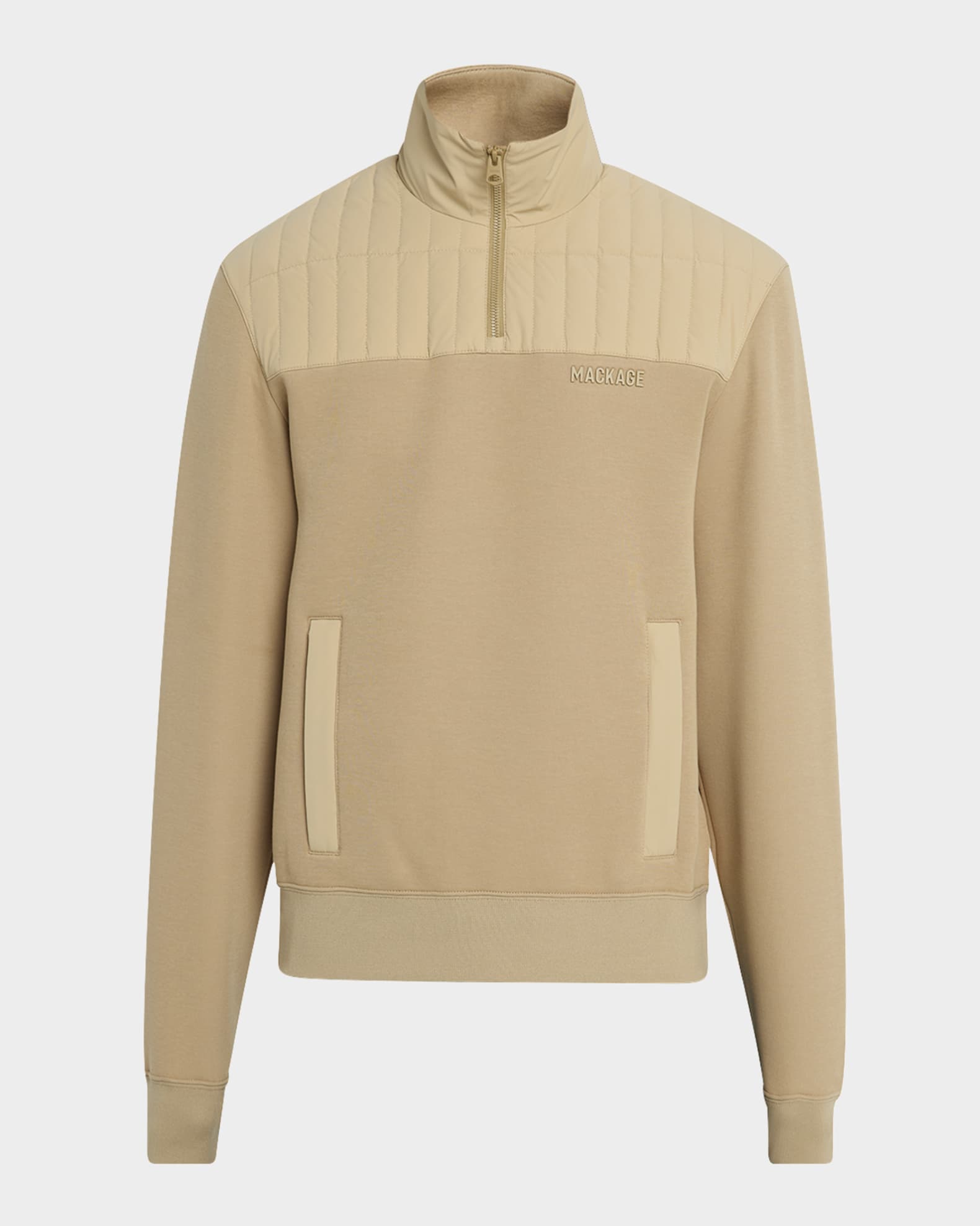 Mackage Men's Corey Hybrid Down Quarter-Zip Sweater | Neiman Marcus