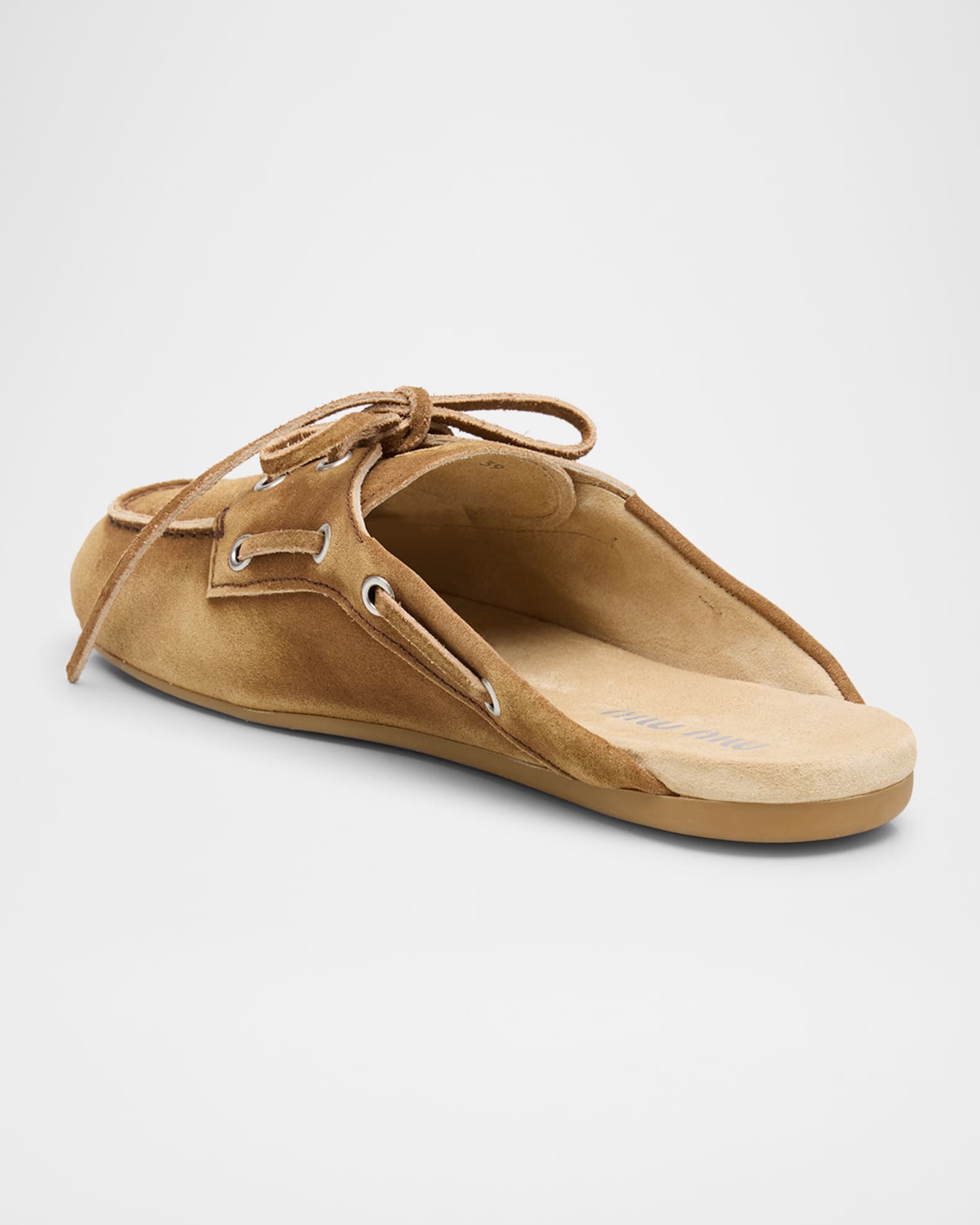 Miu Miu Suede Boat Mules | Neiman Marcus
