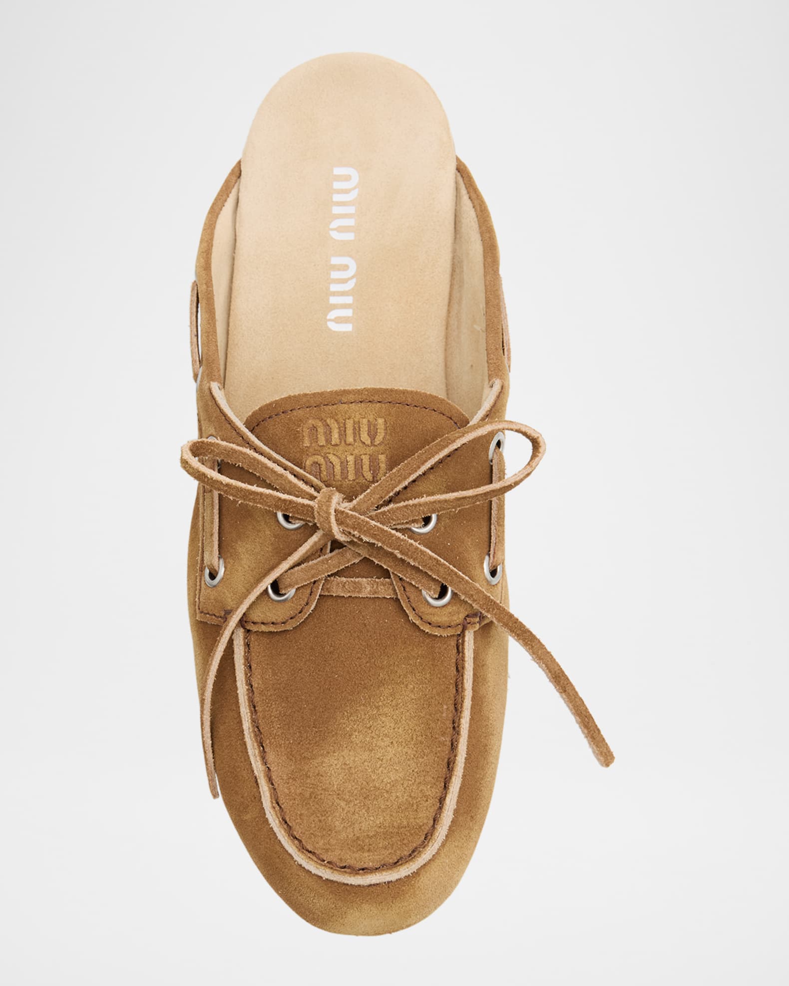 Miu Miu Suede Boat Mules | Neiman Marcus
