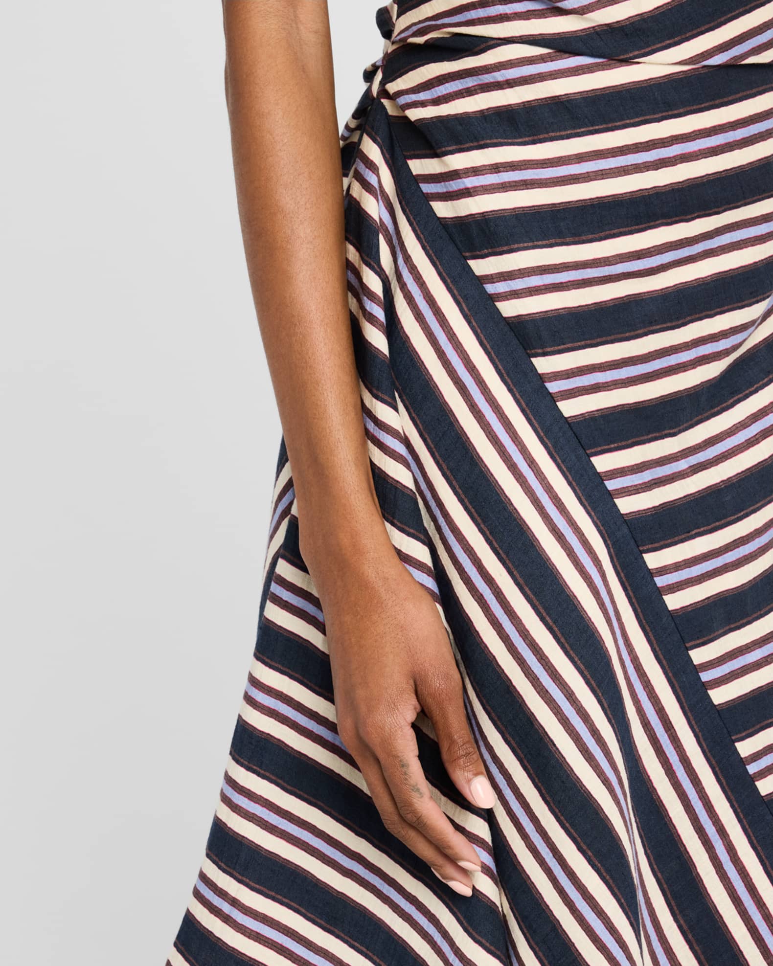 A.L.C. Lyn Stripe One-Shoulder Midi Dress | Neiman Marcus