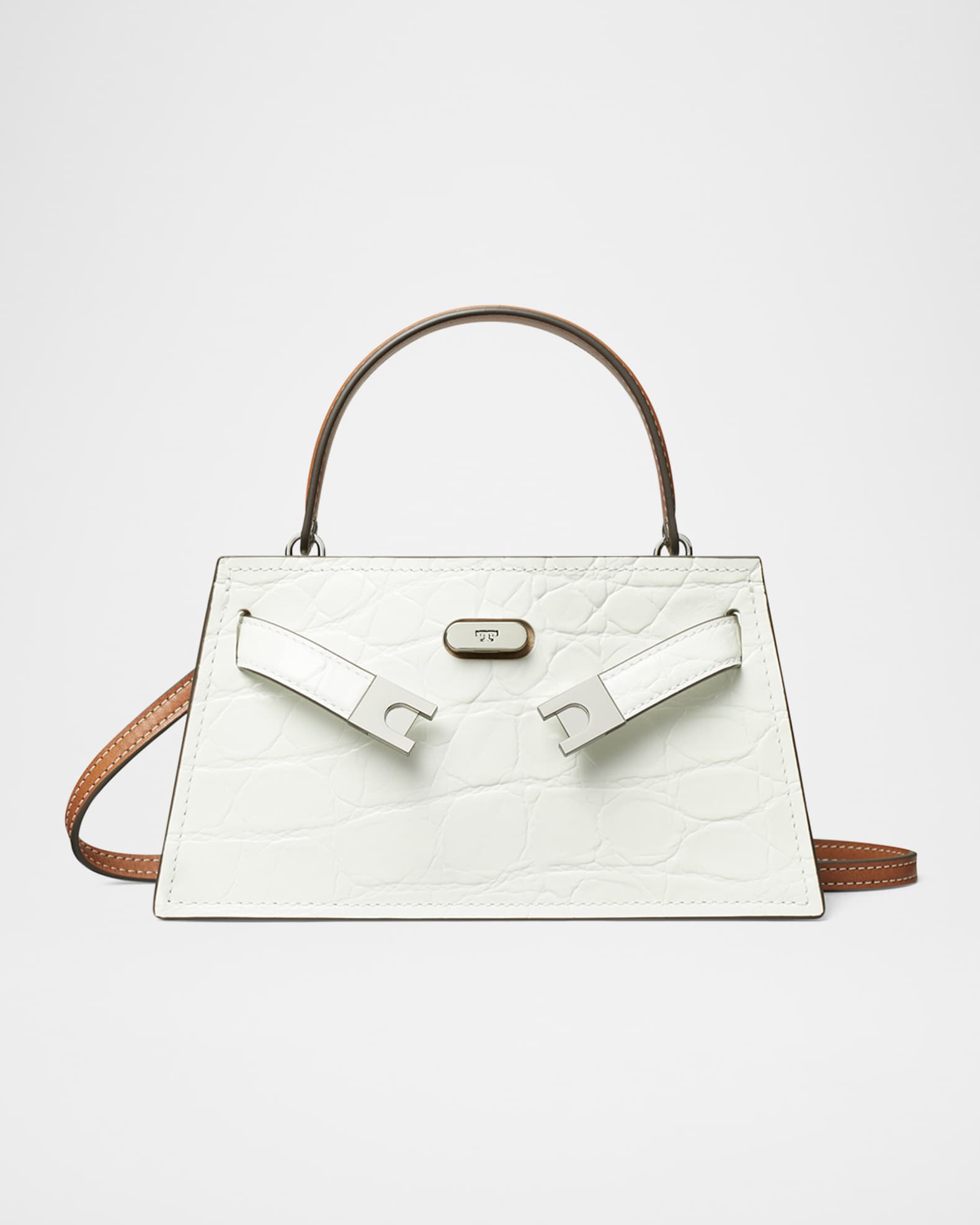 Tory Burch Lee Radziwill Petite Croc-Embossed Top-Handle Bag | Neiman ...