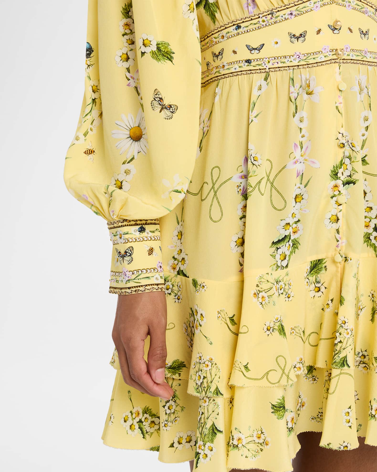 Camilla Daisy Chains Button-Front Frill Dress | Neiman Marcus