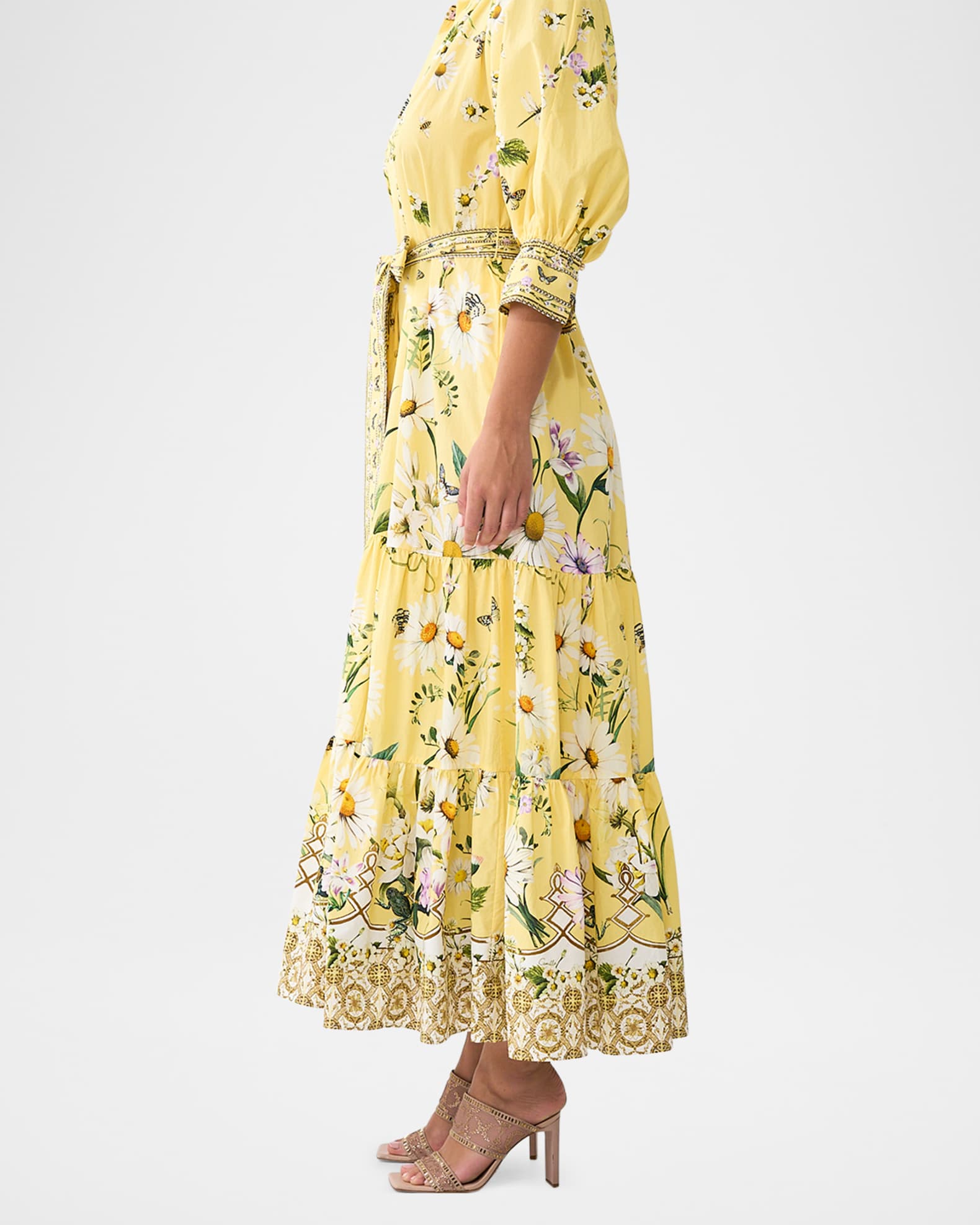 Camilla Daisy Chains Tiered Maxi Shirtdress | Neiman Marcus