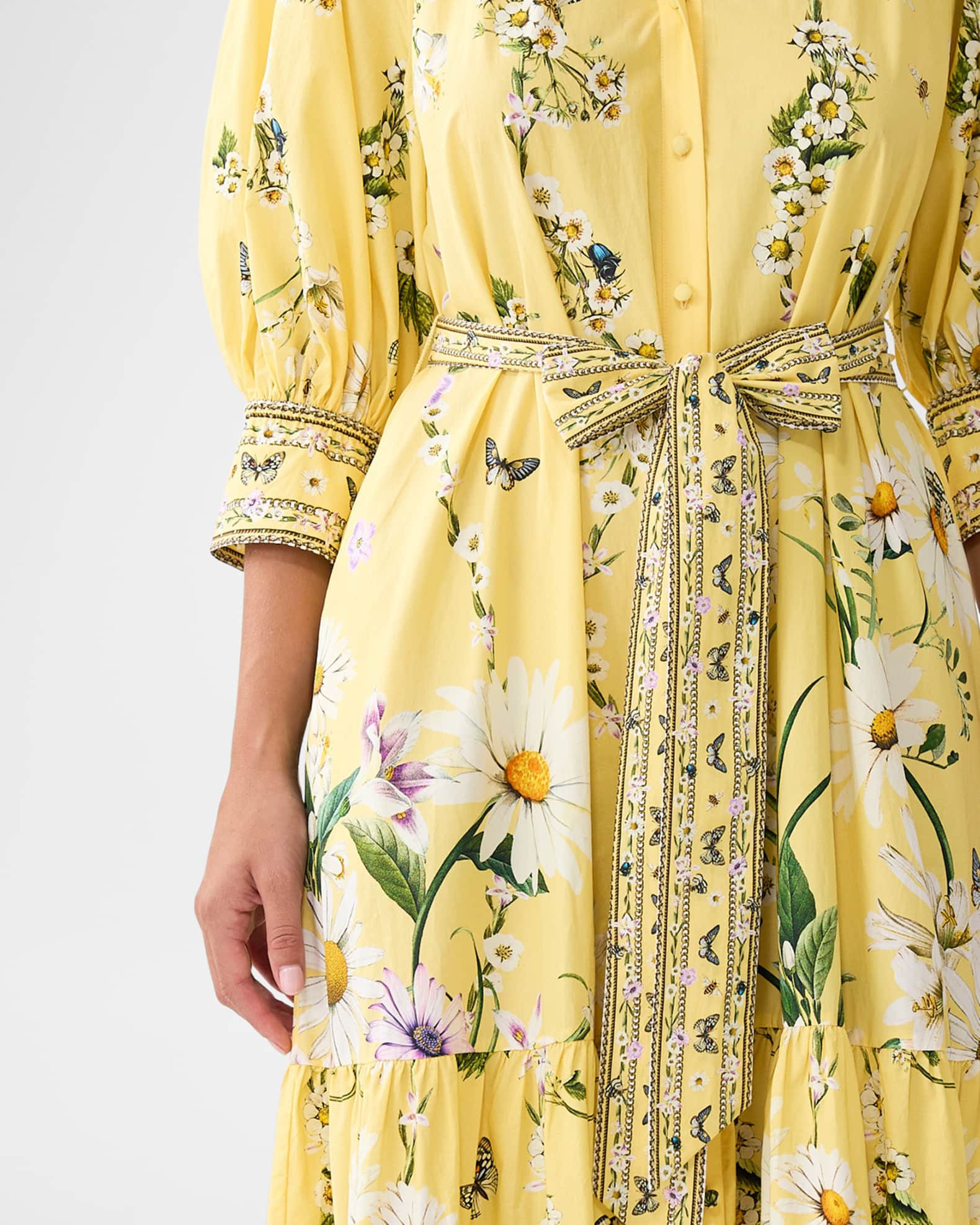 Camilla Daisy Chains Tiered Maxi Shirtdress | Neiman Marcus