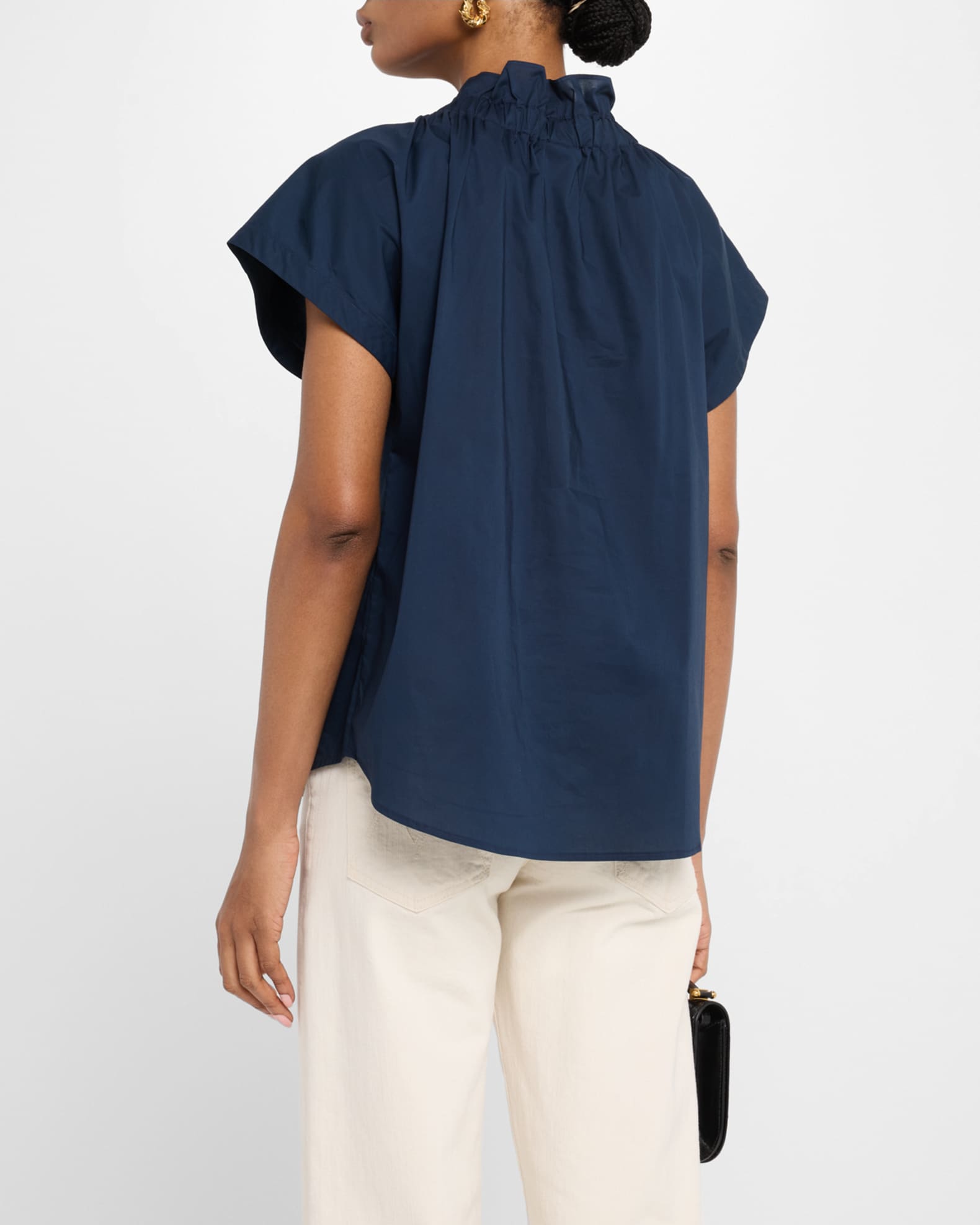 Finley Jenny Ruched Silky Poplin Top | Neiman Marcus