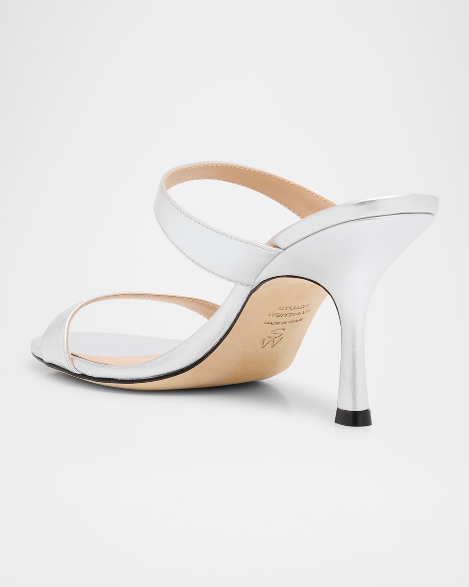 Stuart Weitzman Nudist Metallic Dual-Band Slide Sandals | Neiman Marcus