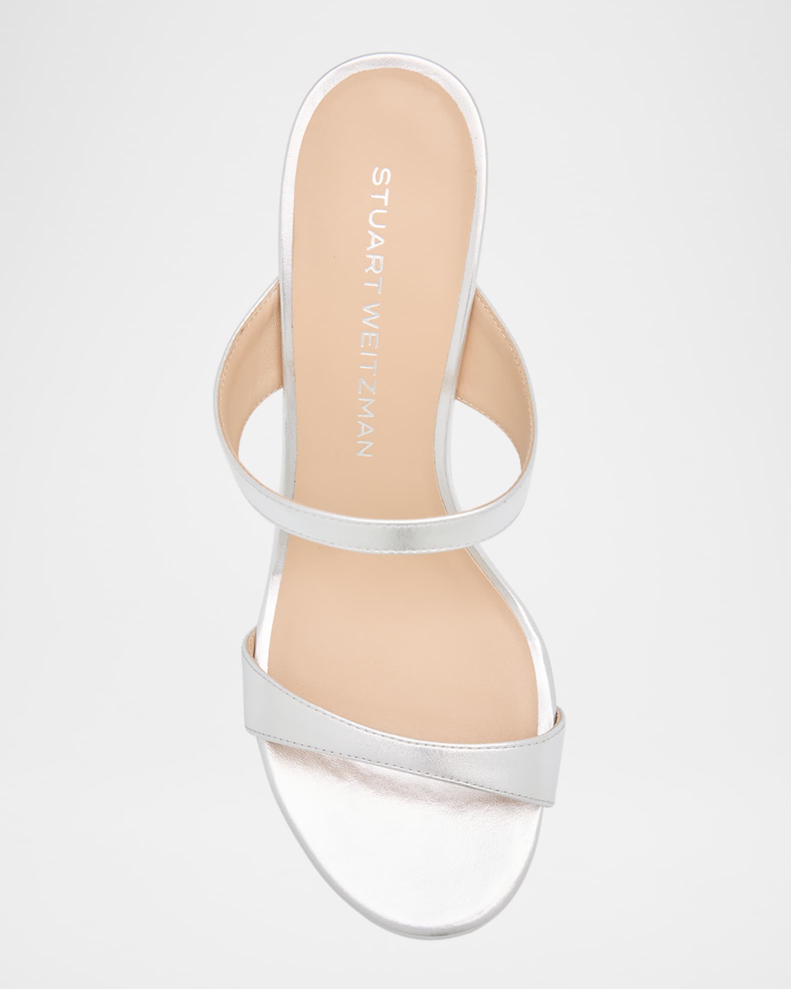 Stuart Weitzman Nudist Metallic Dual-Band Slide Sandals | Neiman Marcus