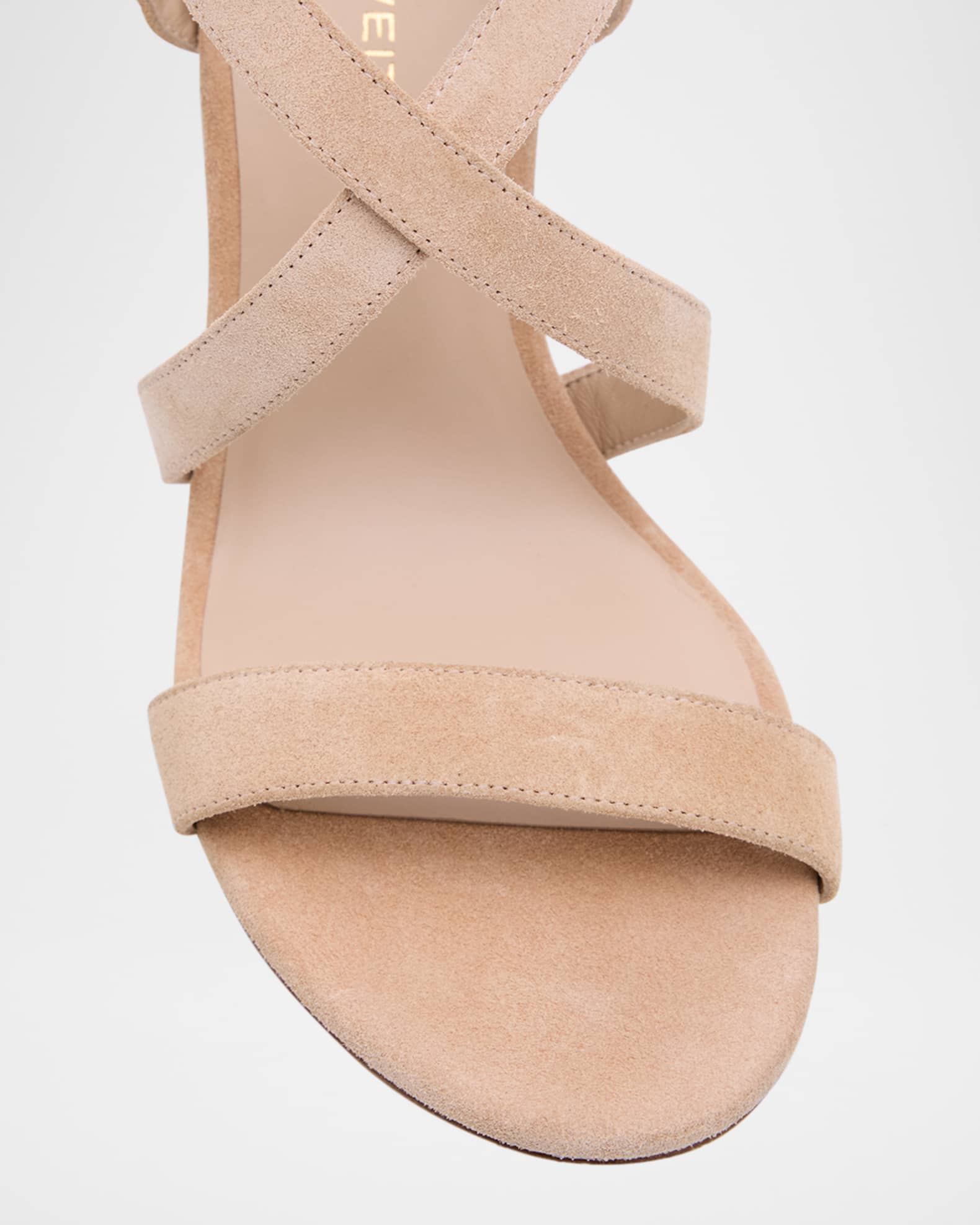 Stuart Weitzman Maven Suede Buckle Block-Heel Sandals | Neiman Marcus