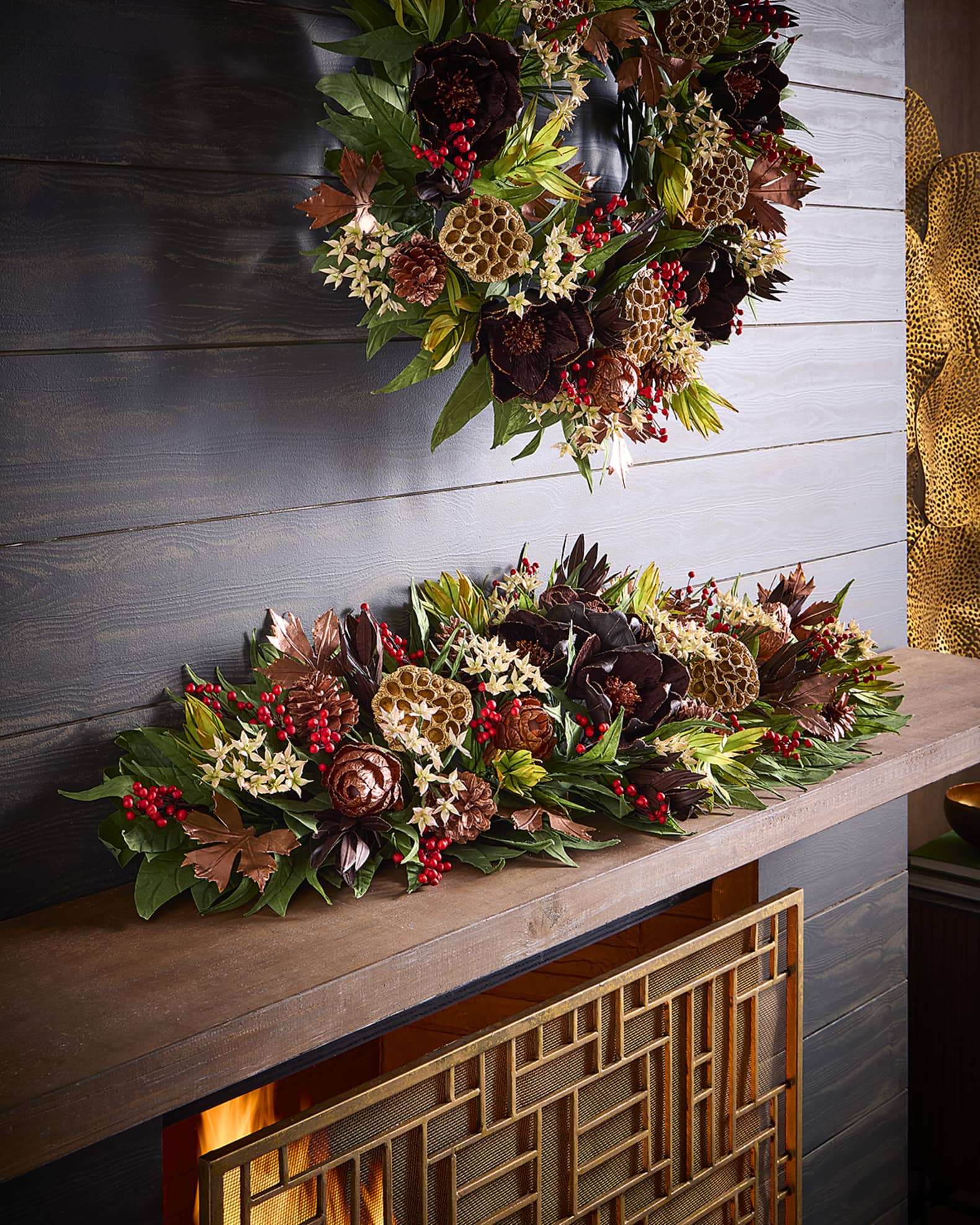 Neiman Marcus Autumn Harvest 46" Mantel Garland | Neiman Marcus