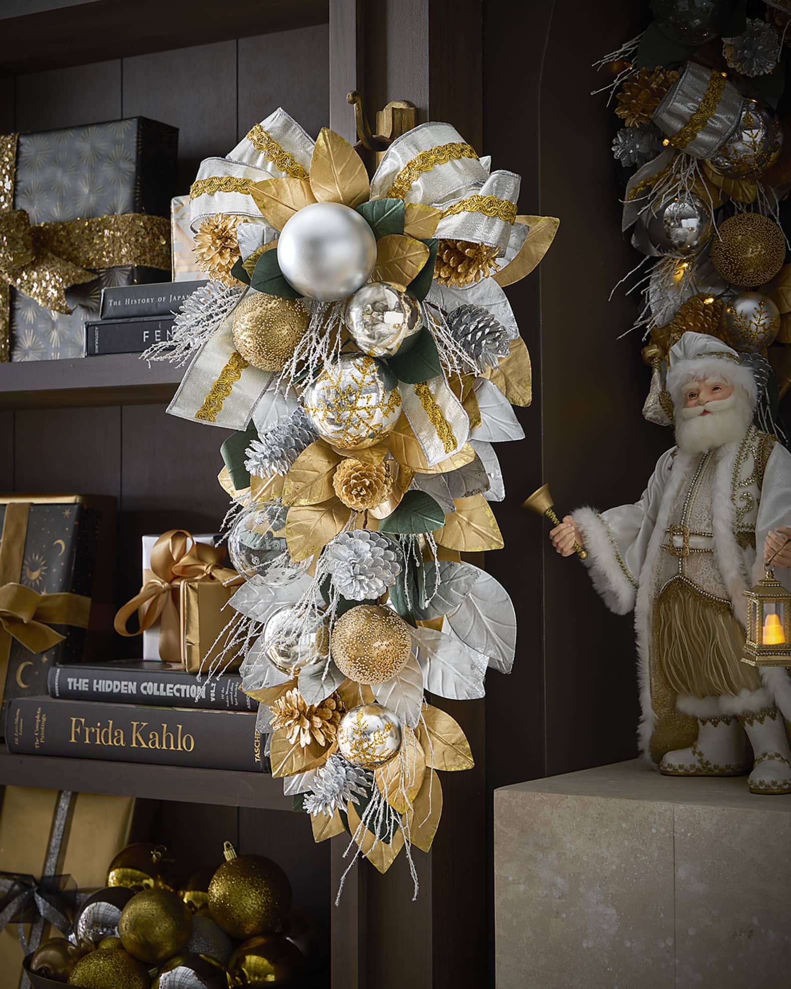 Neiman Marcus Silver and Gold Door Spray, 30" | Neiman Marcus