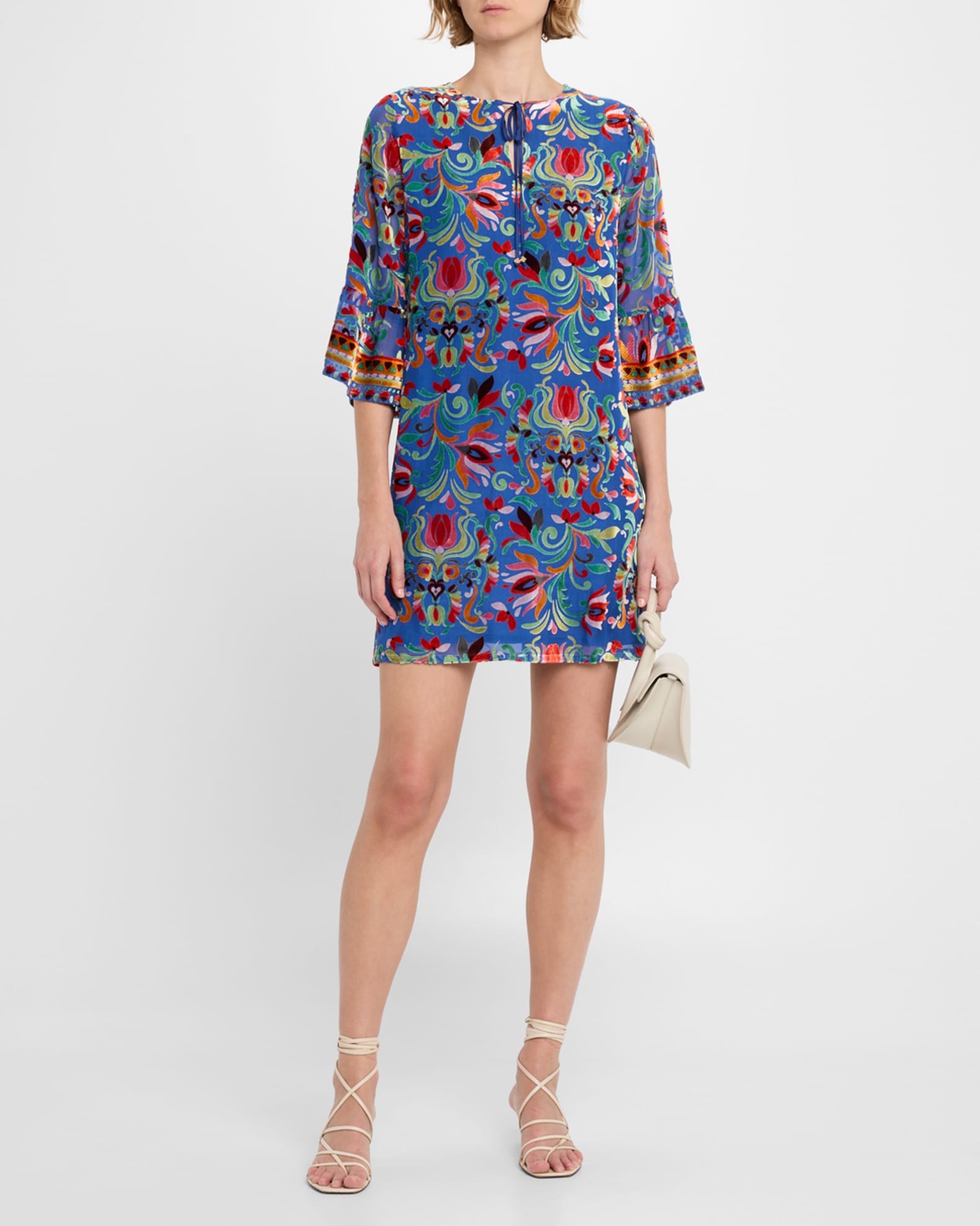 Johnny Was Sofiya Floral Burnout Mini Shift Dress | Neiman Marcus