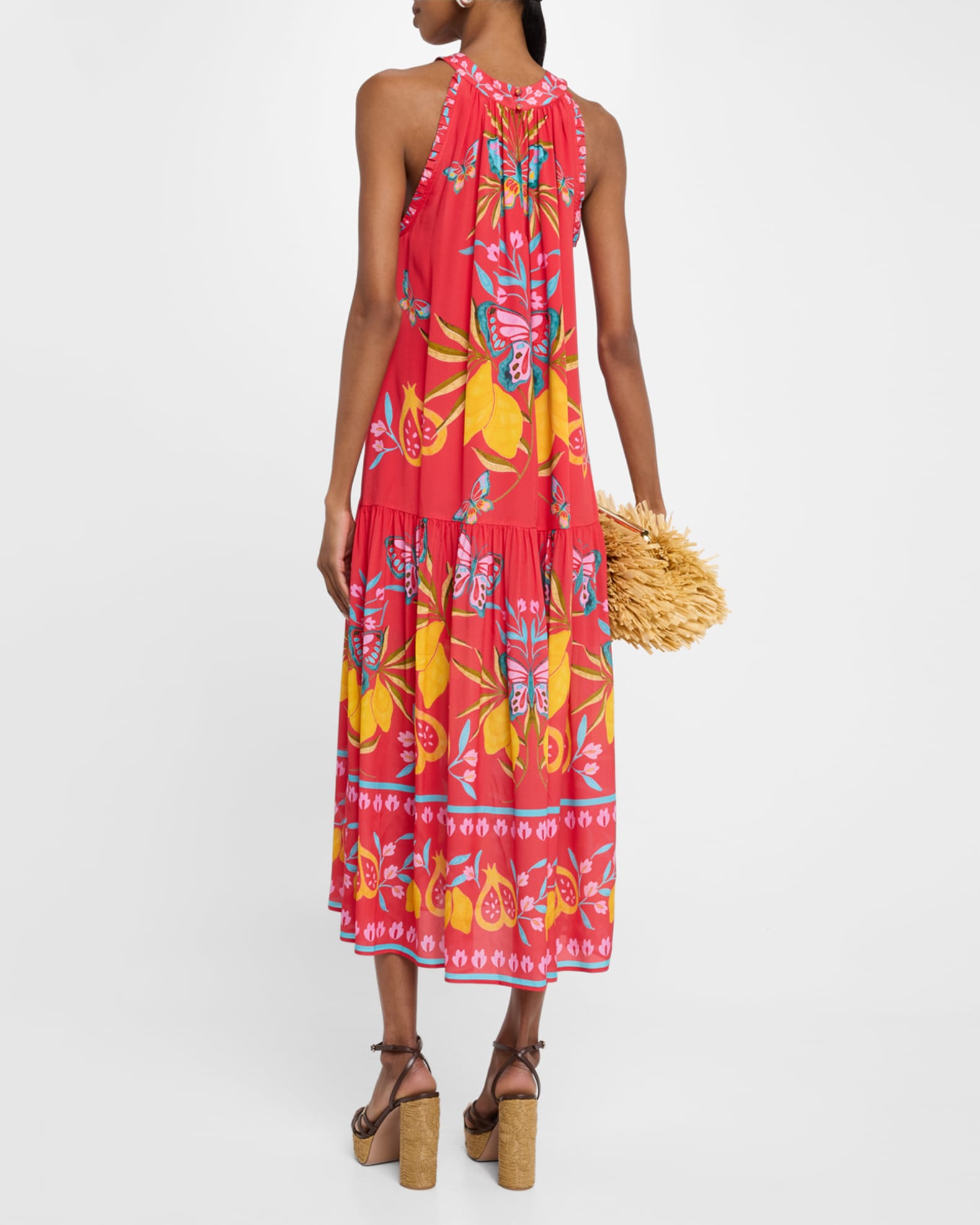 Johnny Was Ruthie Sleeveless Floral-Print Silk Midi Dress | Neiman Marcus