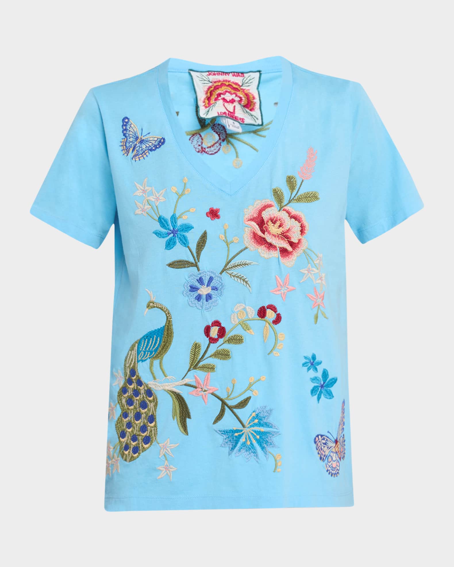 Johnny Was Embroidered Cotton Tee | Neiman Marcus