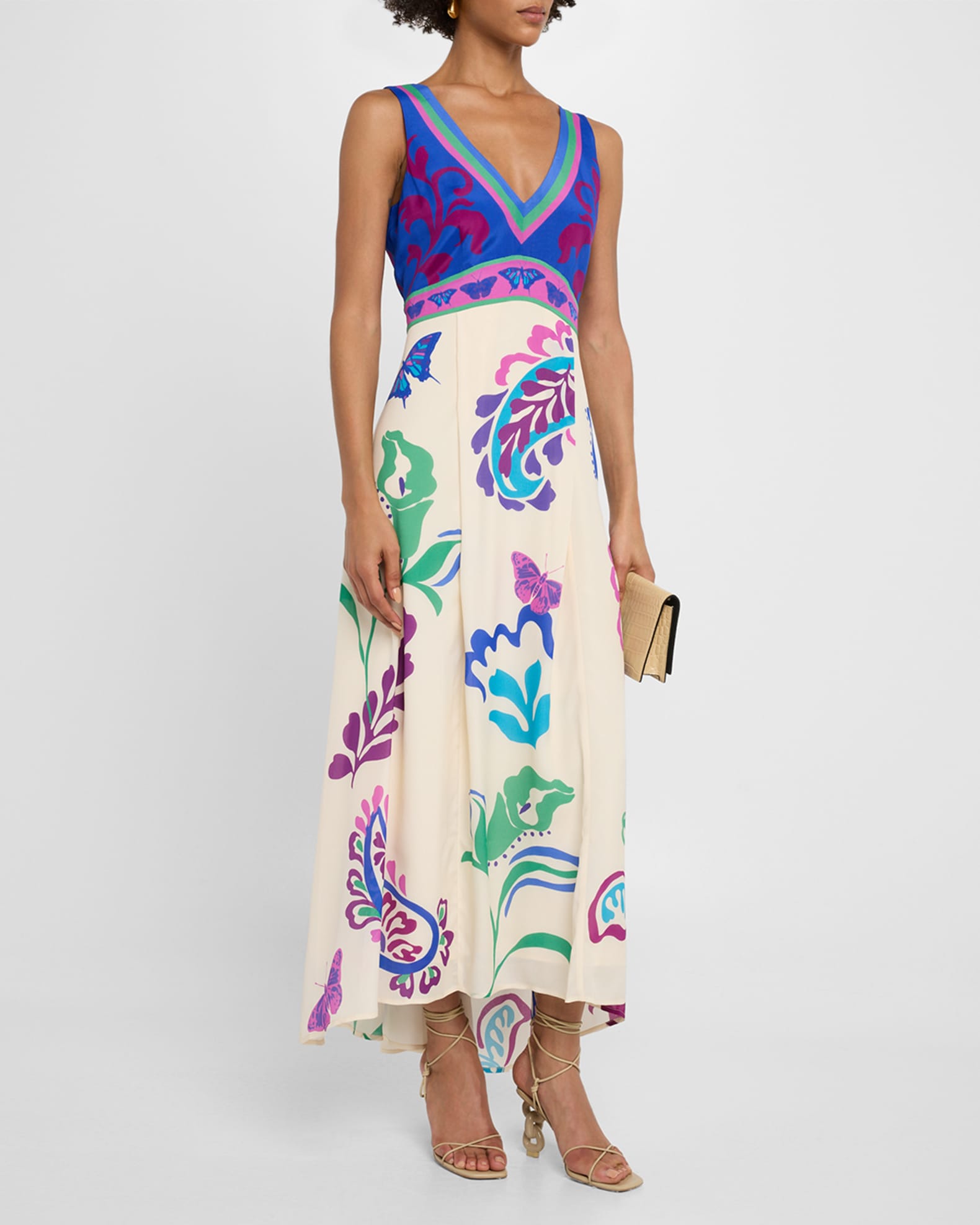 Johnny Was Lottie Sleeveless Floral-Print Maxi Dress | Neiman Marcus