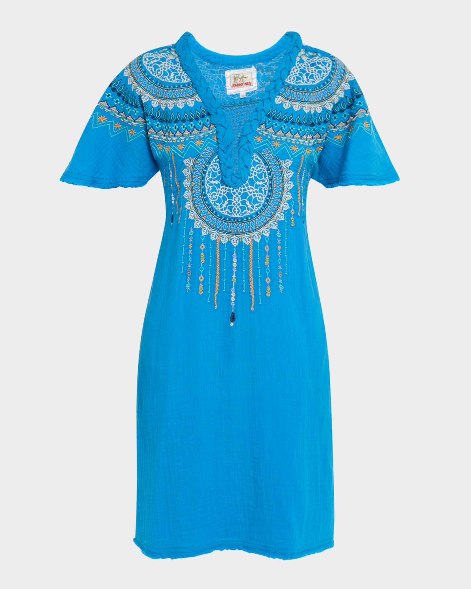 Johnny Was Kastoria Embroidered Cotton Gauze Dress | Neiman Marcus