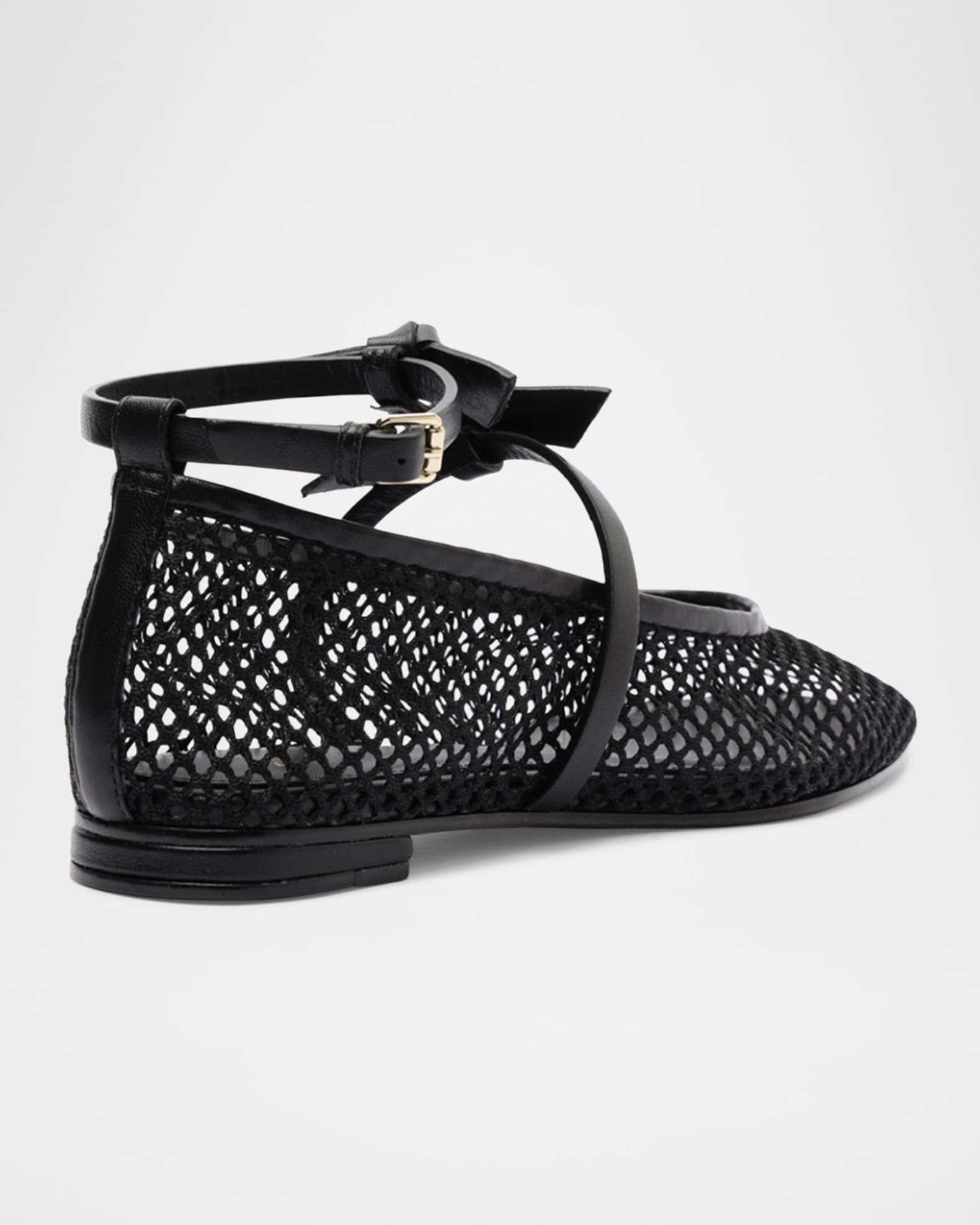 Alexandre Birman Slim Clarita Bow-Strap Fishnet Ballerina Flats ...