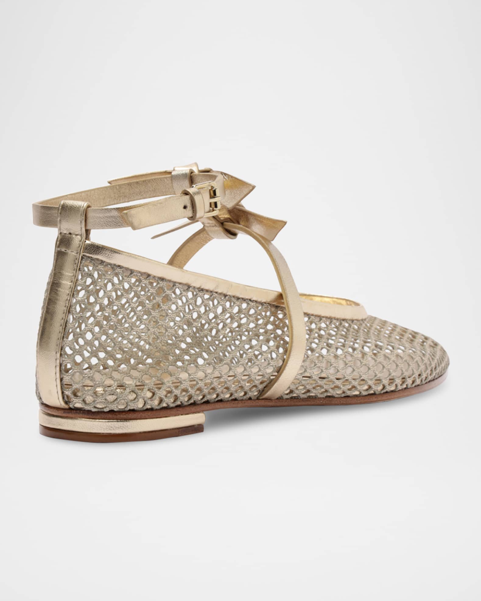 Alexandre Birman Slim Clarita Bow-Strap Fishnet Ballerina Flats ...