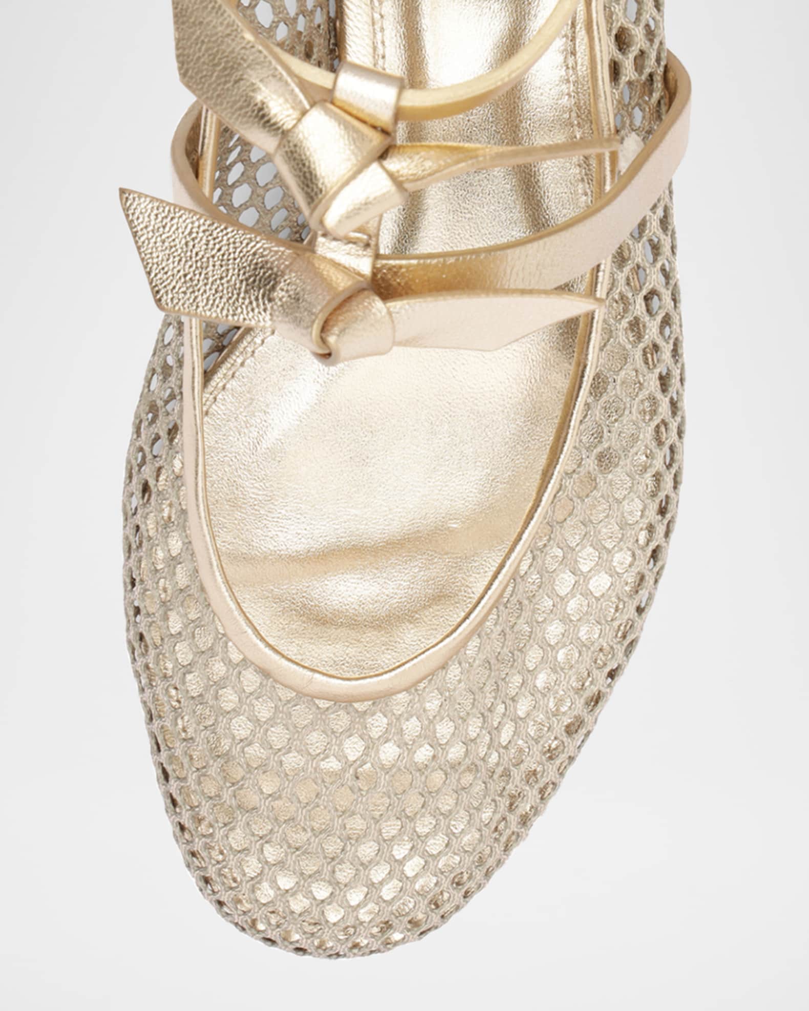 Alexandre Birman Slim Clarita Bow-Strap Fishnet Ballerina Flats ...