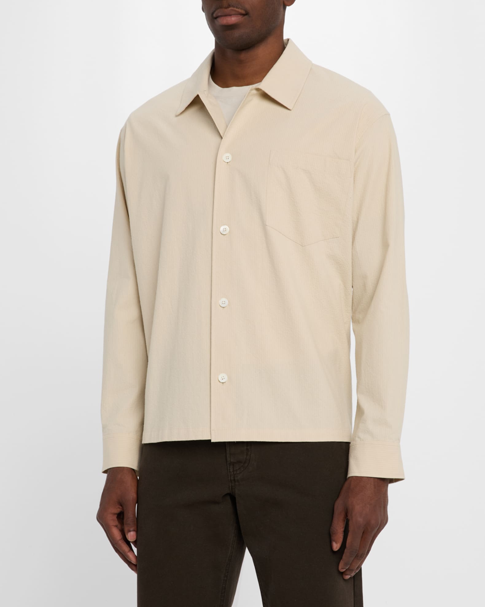 FRAME Men's Seersucker Button-Down Shirt | Neiman Marcus